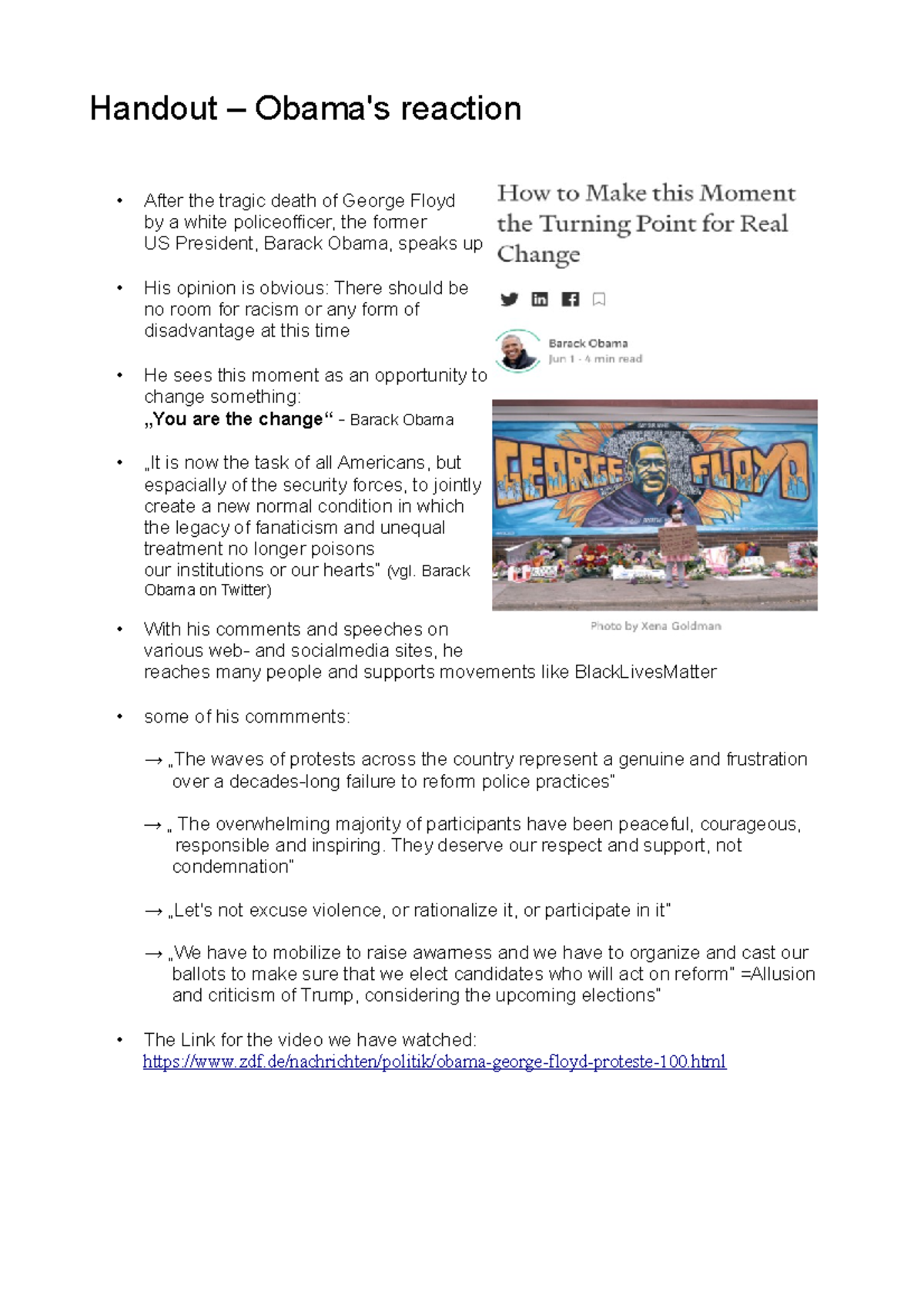 Handout - Obama's reaction pdf - Handout – Obama's reaction After the ...