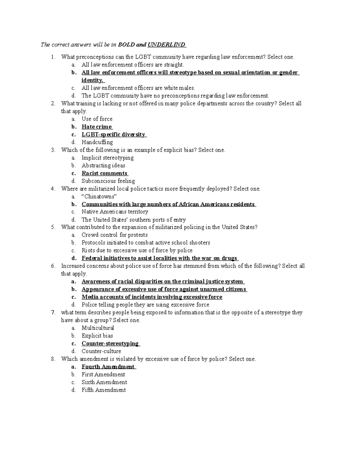 4-0 Check Your Knowledge Michelle Garcia - The correct answers will be ...