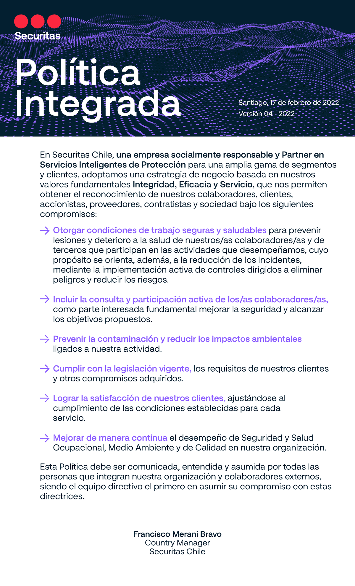 Digital politica integrada 2022 - Política Integrada En Securitas Chile ...