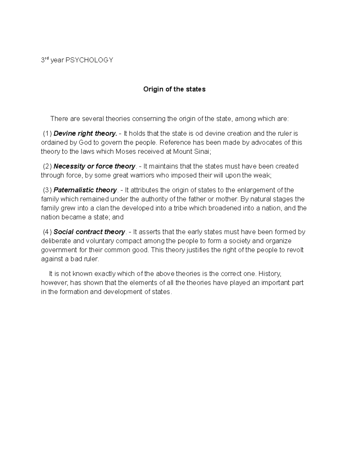 7.8 Origin of the states - BS Psychology - Studocu