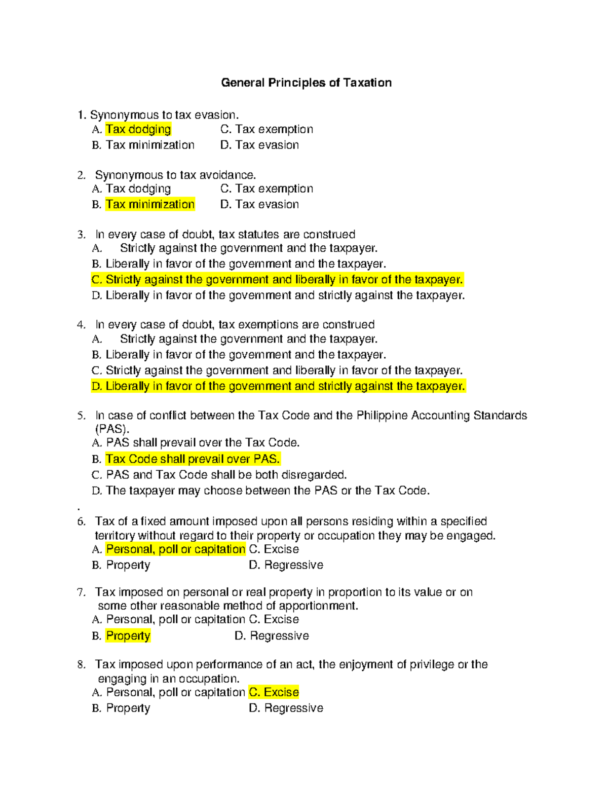 Synonymous to tax evasion - General Principles of Taxation Synonymous ...