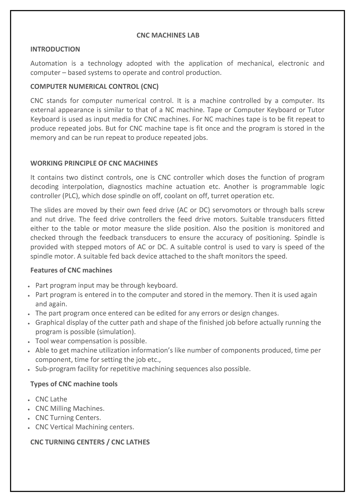 06 CNC - Lecture notes 1 - Computer Arcitecture - Studocu