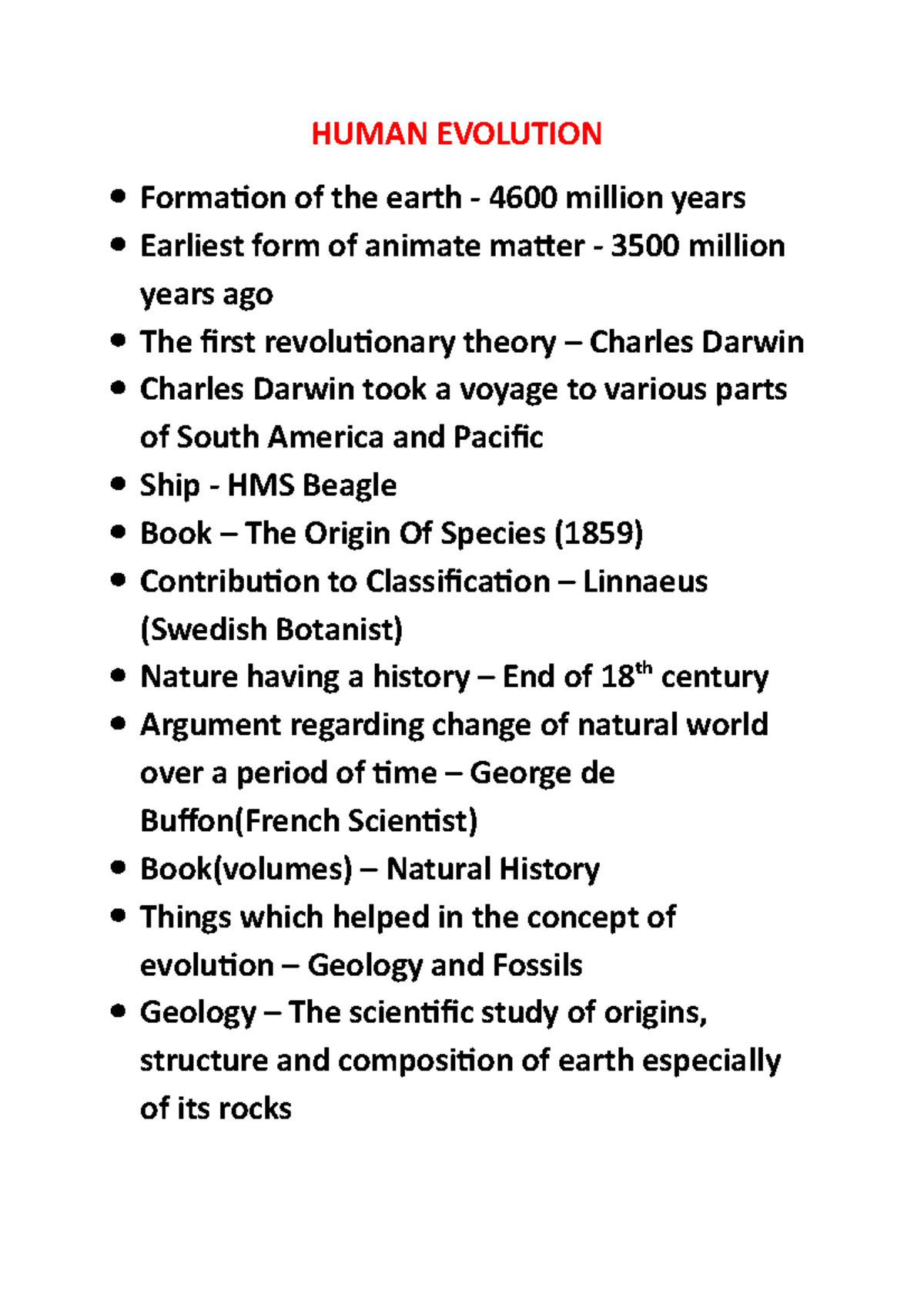 Human Evolution - HUMAN EVOLUTION Formation of the earth - 4600 million ...