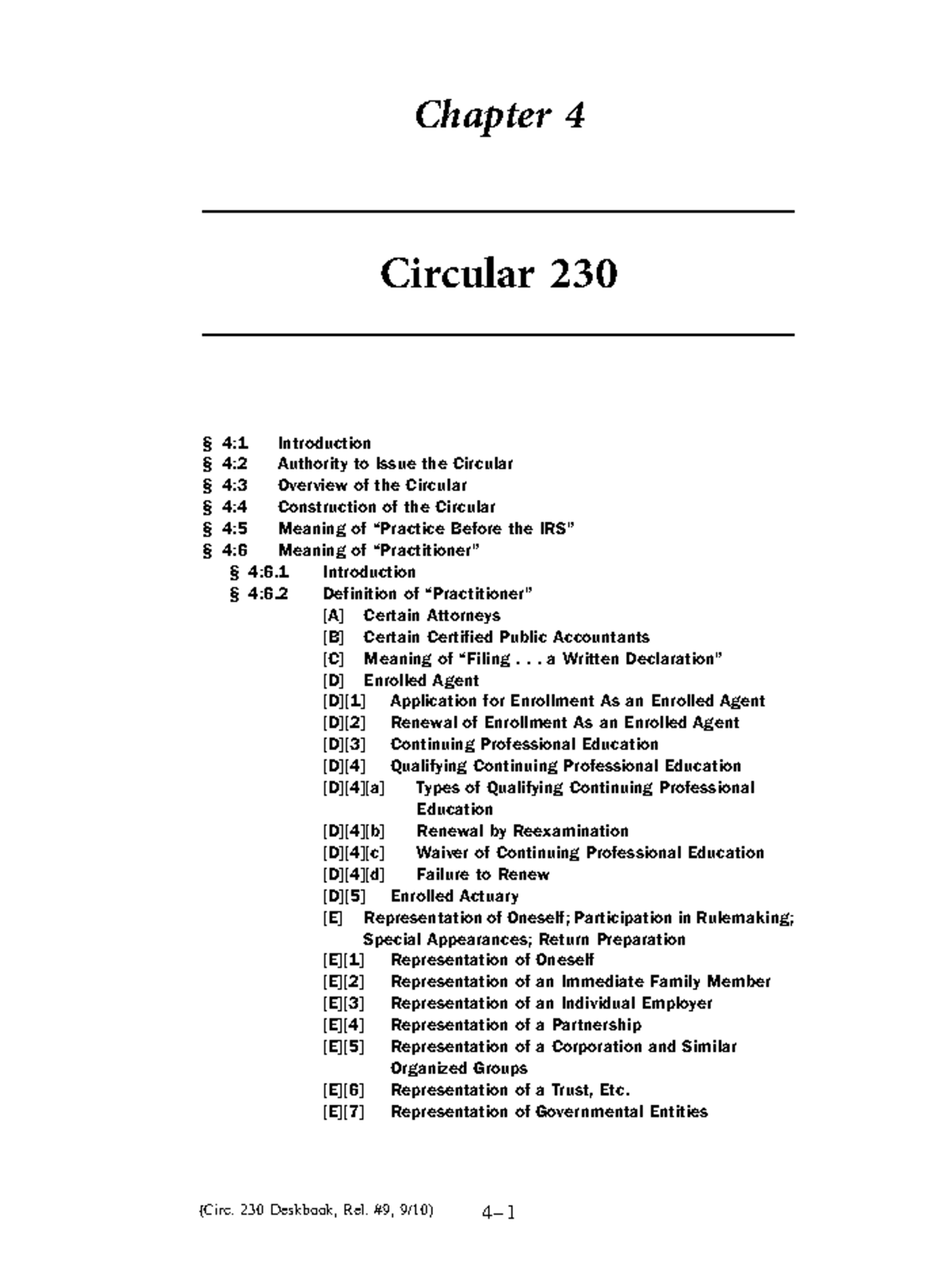 Circular 230 of Tax Code - Chapter 4 Circular 230 4:1 Introduction 4:2 ...
