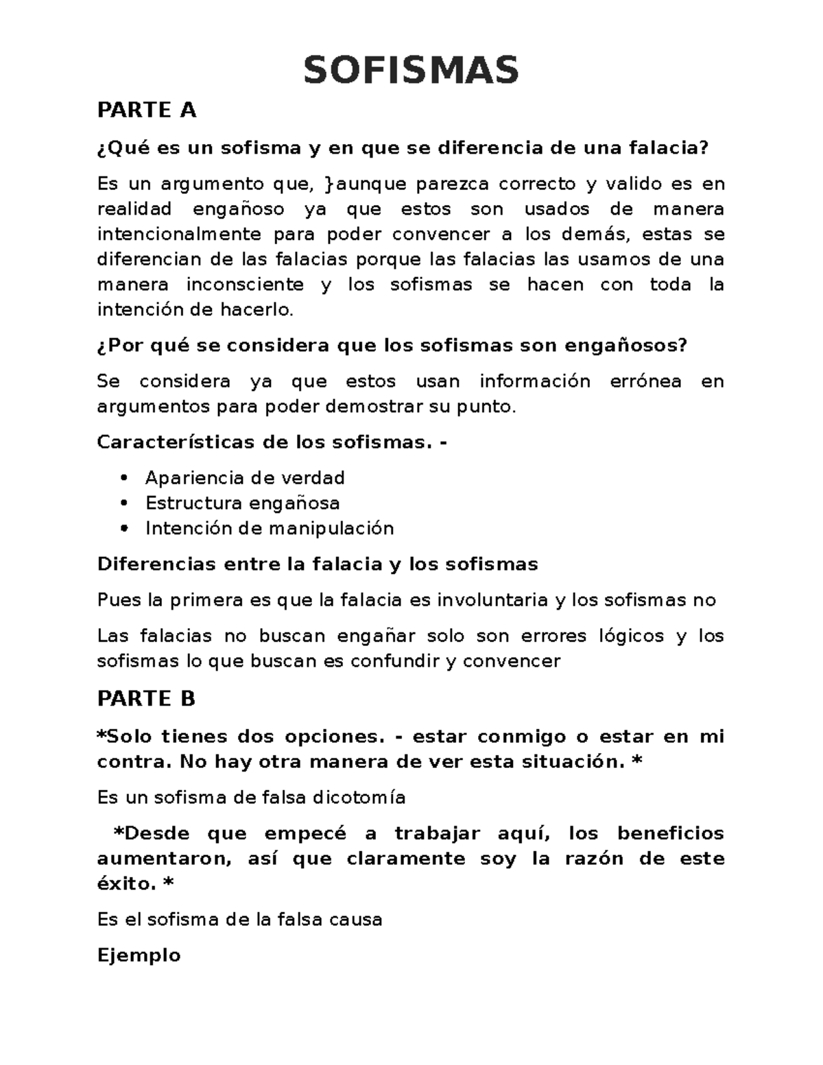 Sofismas - SOFISMAS PARTE A ¿Qué es un sofisma y en que se diferencia ...