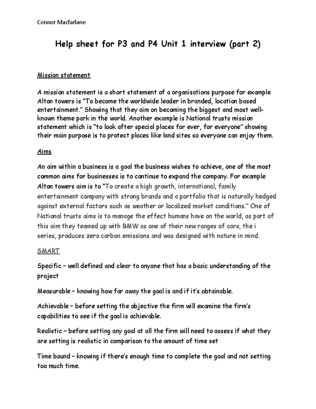 P3 and P4 part 2 - Part to of p3 and p2 - Connor Macfarlane Help sheet ...