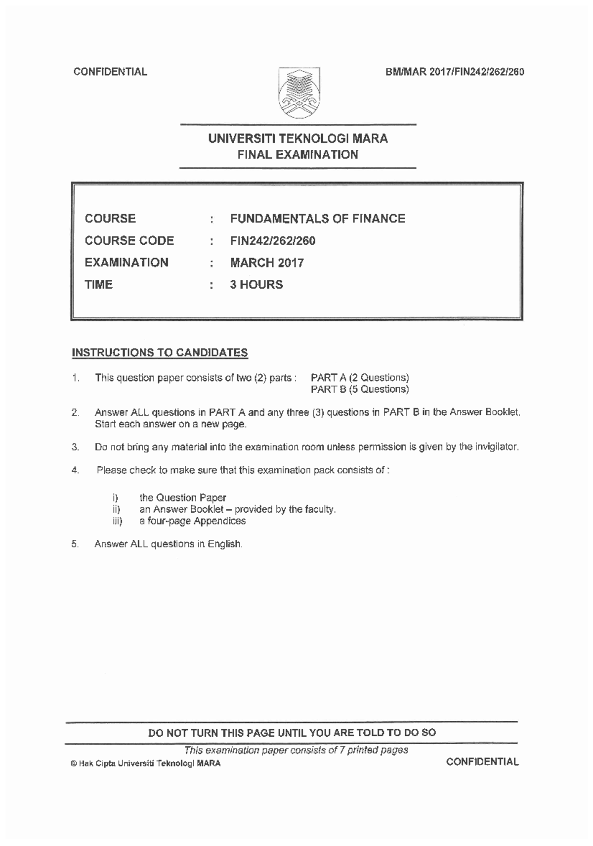 FIN242 Fundamentals Of Financial March 17 - Fundamentals of Finance ...