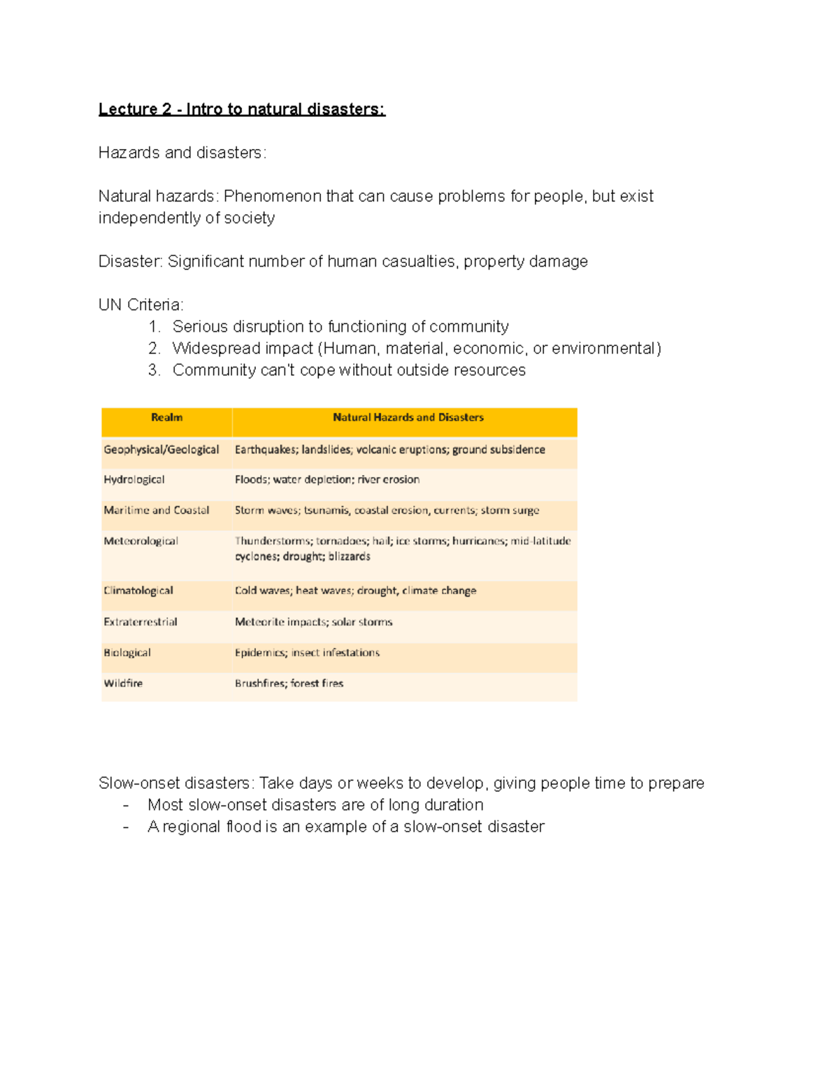 Natural Disasters - lecture notes - Lecture 2 - Intro to natural ...