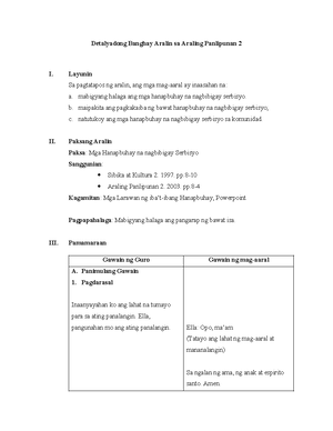 Detalyadong Banghay-Aralin ng Pandiwa Filipino 1 - Detalyadong Banghay- Aralin ng Filipino 1 I ...