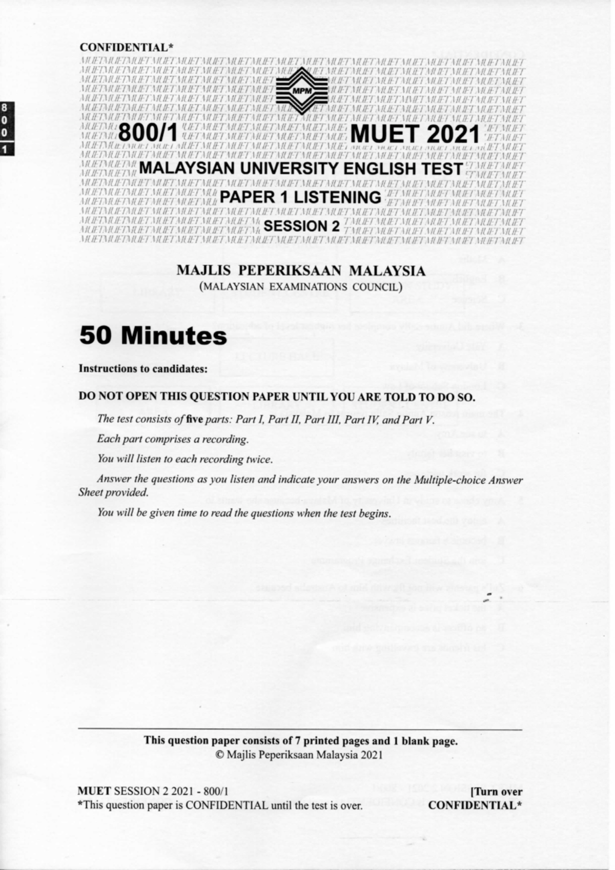 MUET Listening S2 2021 - use this notes as well. - Bahasa English - Studocu