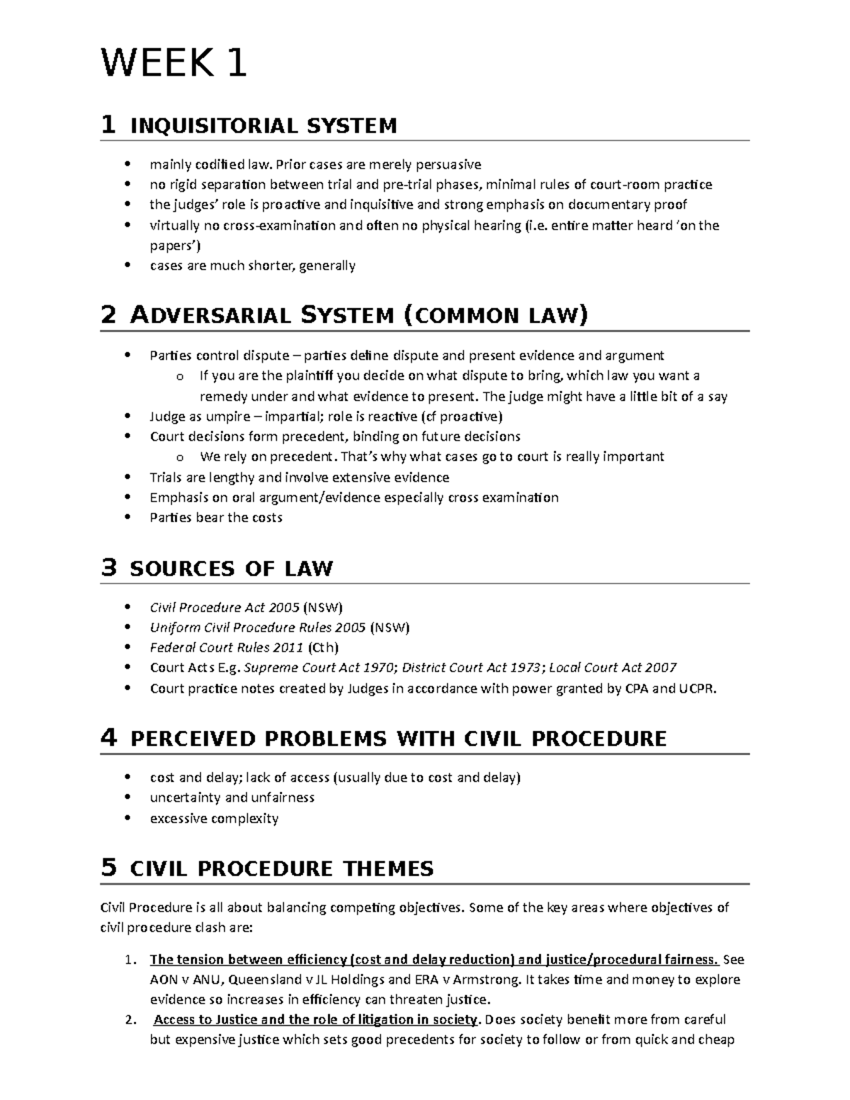 Civil and Criminal Procedure - Summary - WEEK 1 - WEEK 1 1 ...