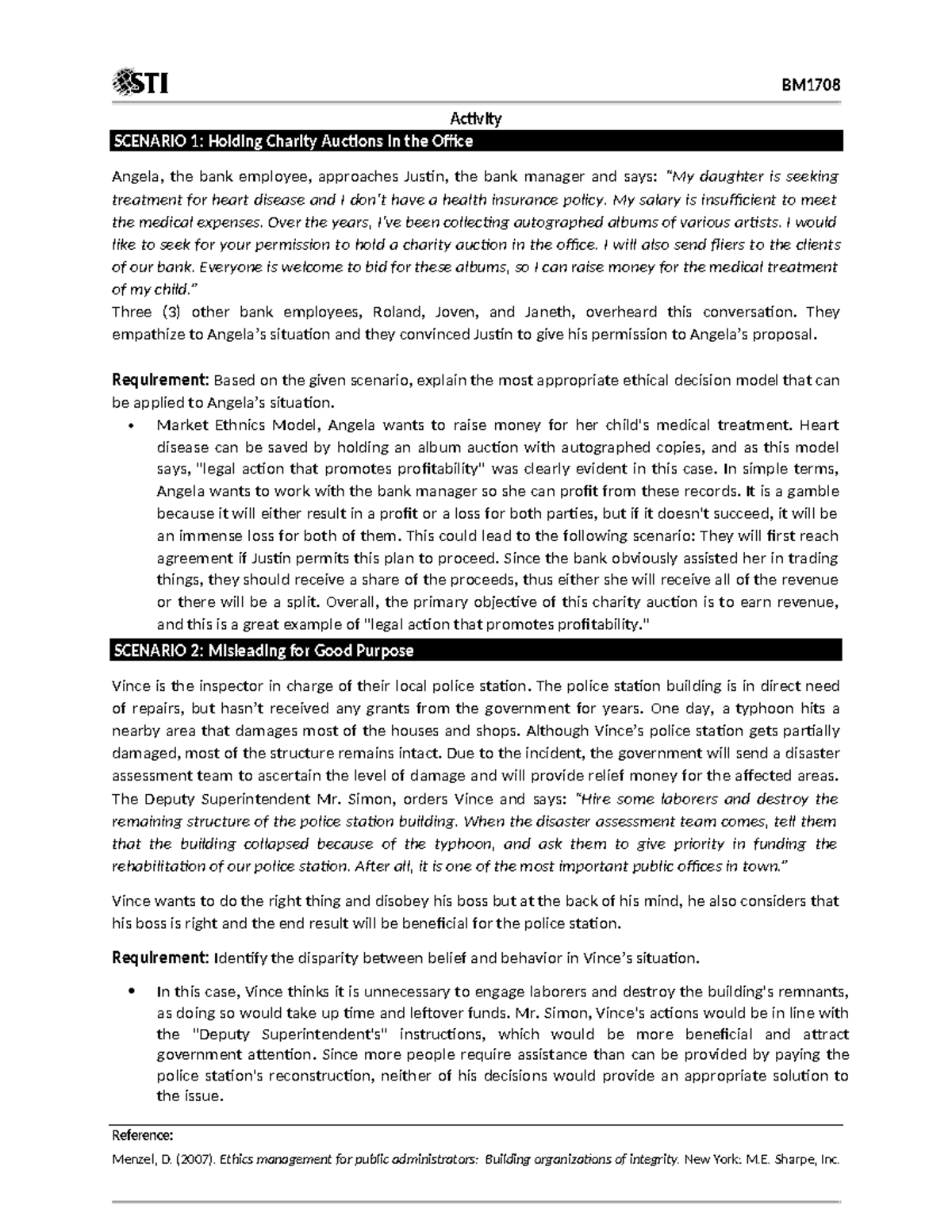 03-Activity_1ans - BM Activity SCENARIO 1: Holding Charity Auctions in ...