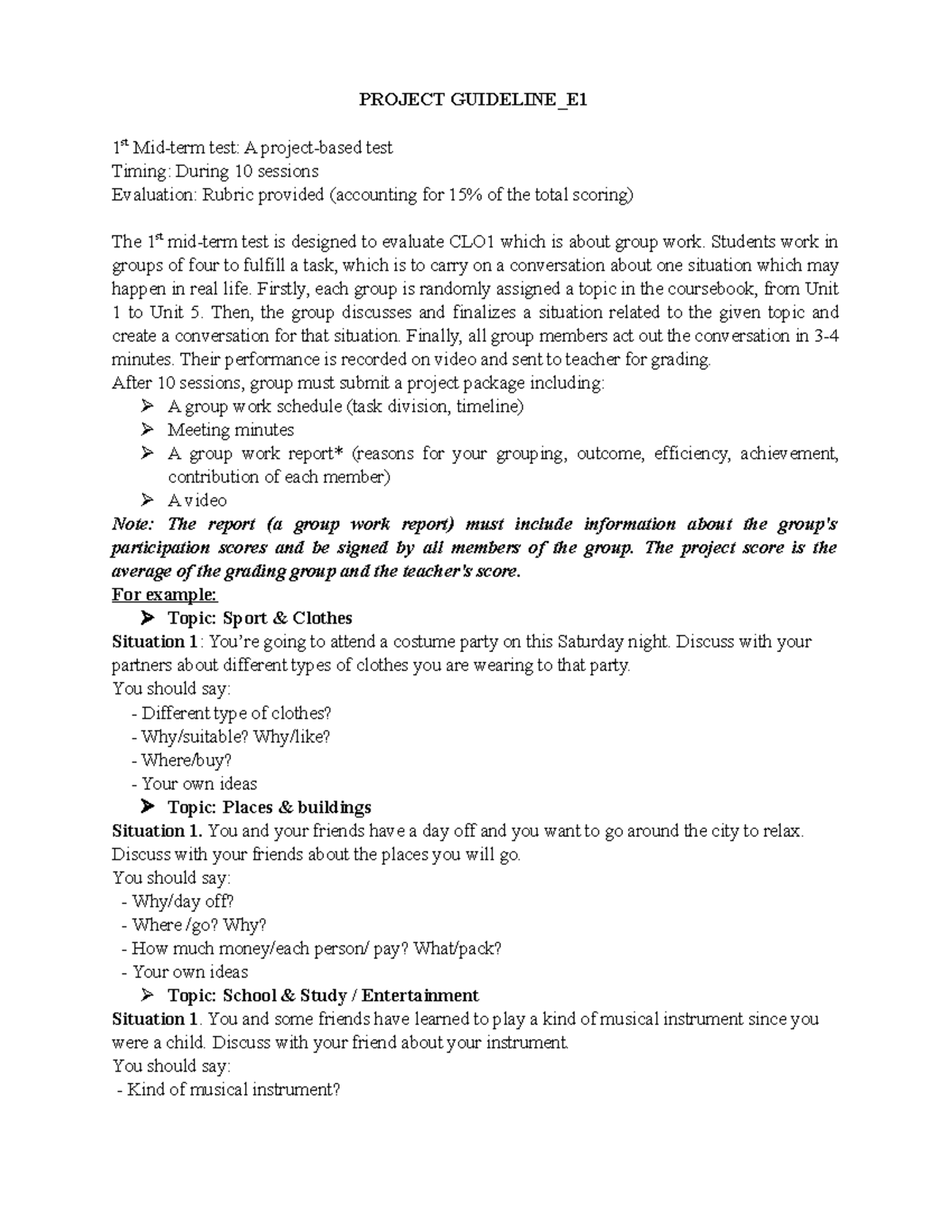 E1- Project Guideline - hgdcueryc - PROJECT GUIDELINE_E 1 st Mid-term ...