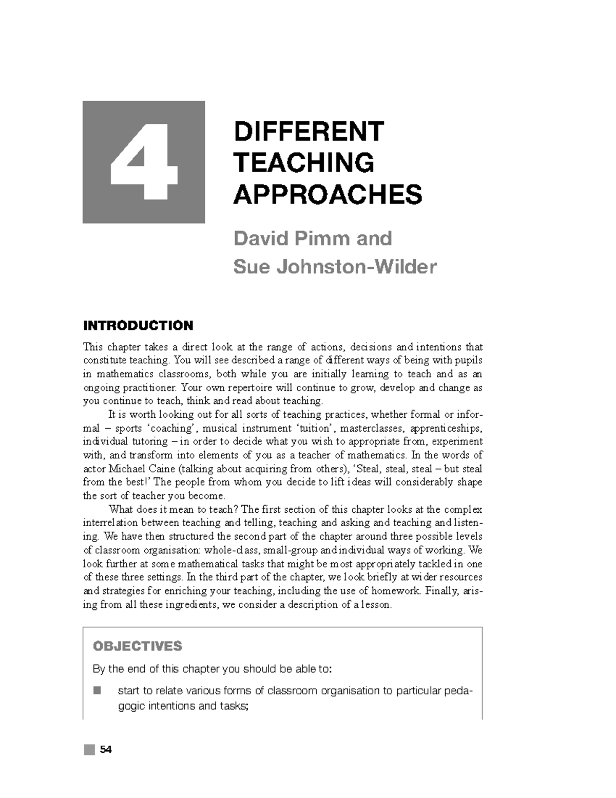 Topic 3 Different Teaching Approaches - INTRODUCTION This chapter takes ...