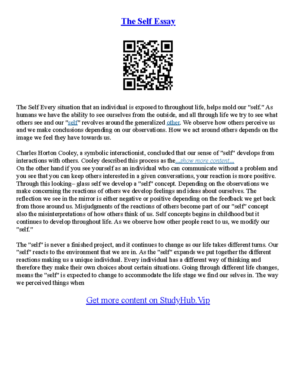 An Essay About Myself - The Self Essay The Self Every situation that an ...