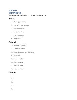 AWQ Chapter 19 - Med Surg Practice - Answers CHAPTER 19 SECTION I: ASSESSING YOUR UNDERSTANDING ...