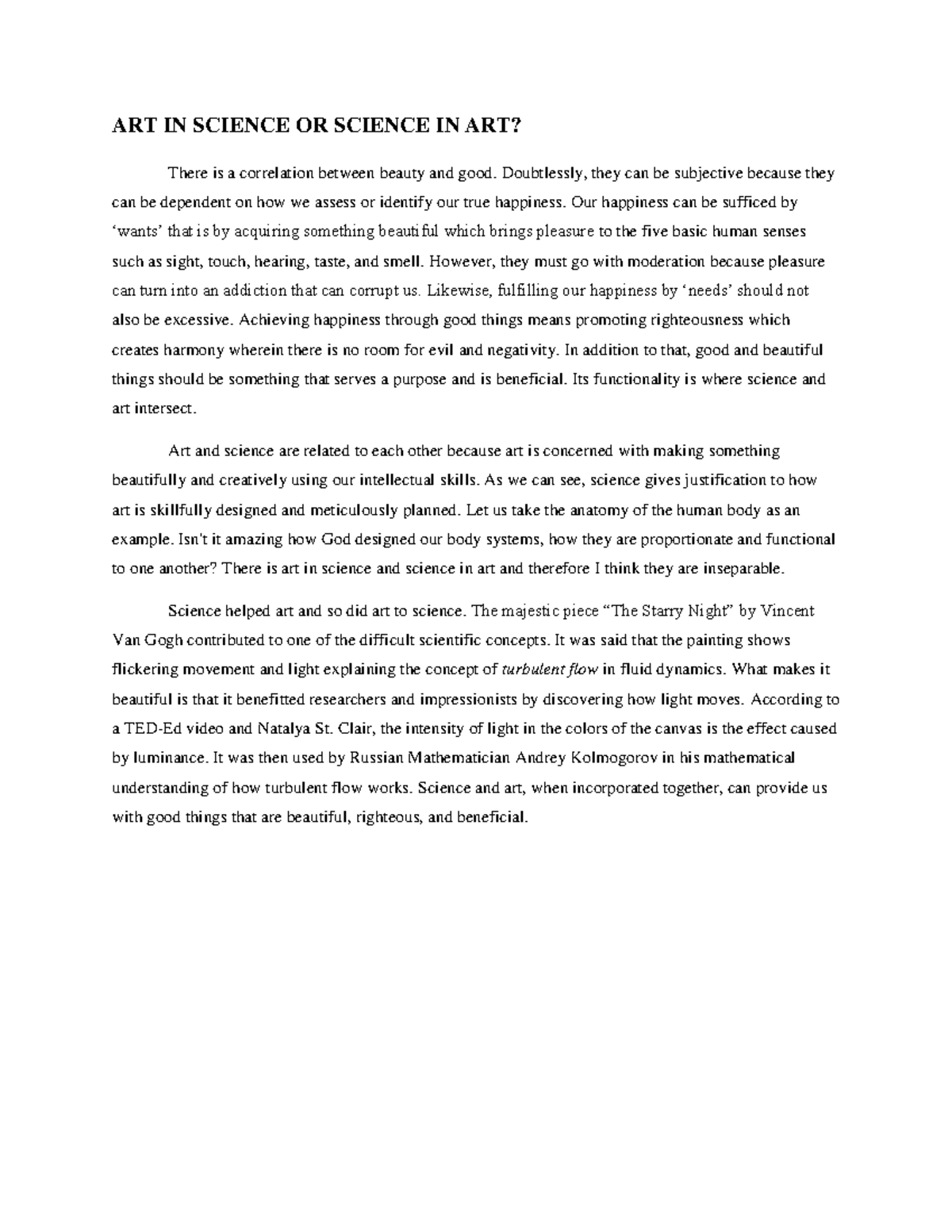 Art in science or science in art - ART IN SCIENCE OR SCIENCE IN ART ...