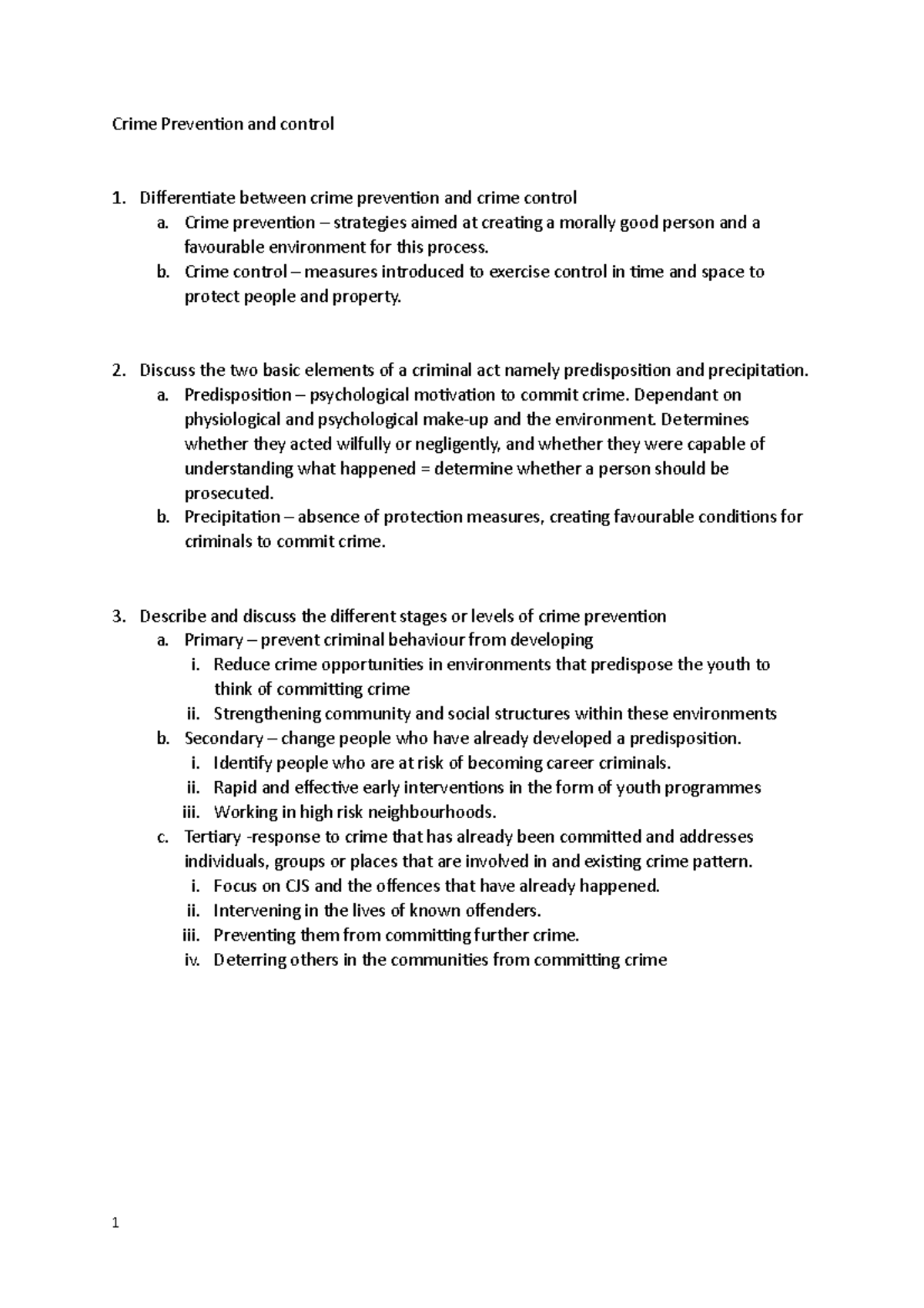 Crime Prevention and control - Crime Prevention and control ...