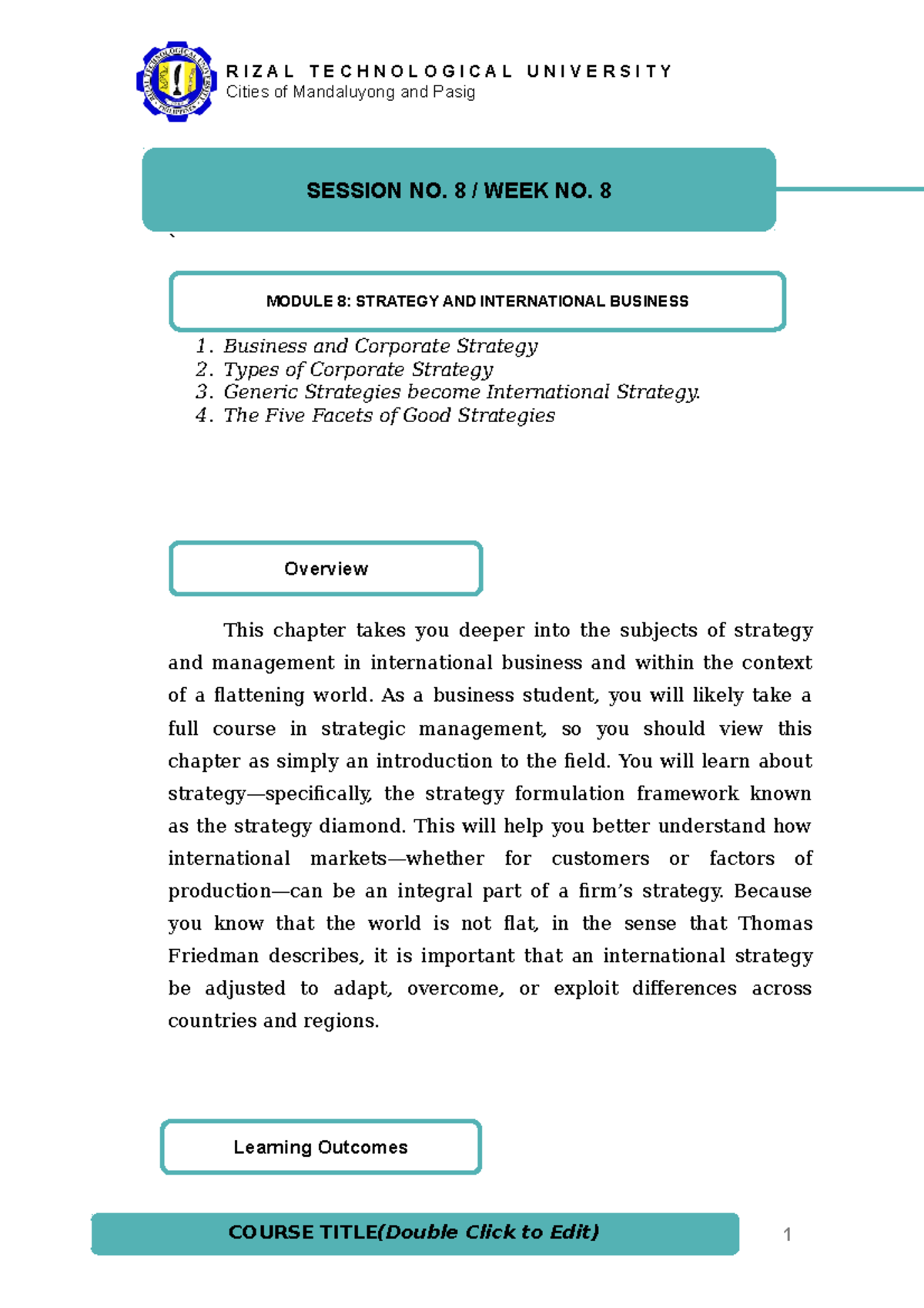IBT Module 8 Strategy AND International Business - ` Business and ...
