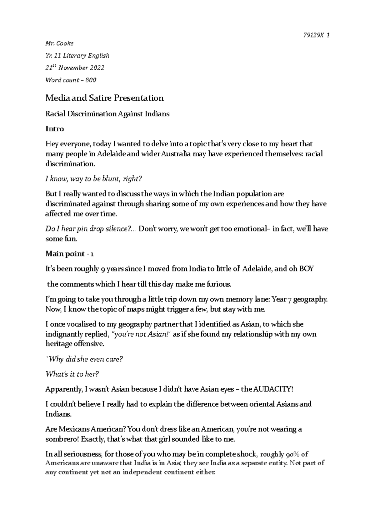 Media Script - Final - Received A - Mr. Cooke Yr. 11 Literary English ...