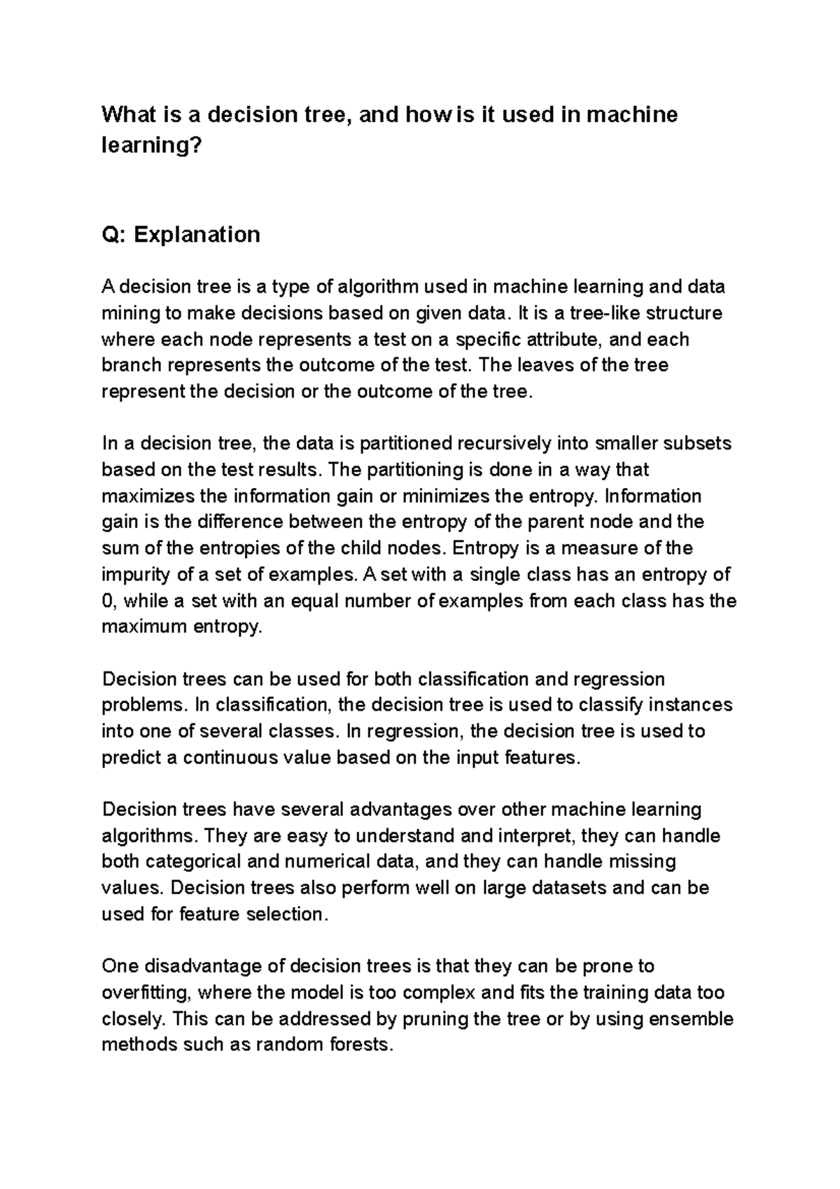 What is a decision tree, and how is it used in machine learning - What ...
