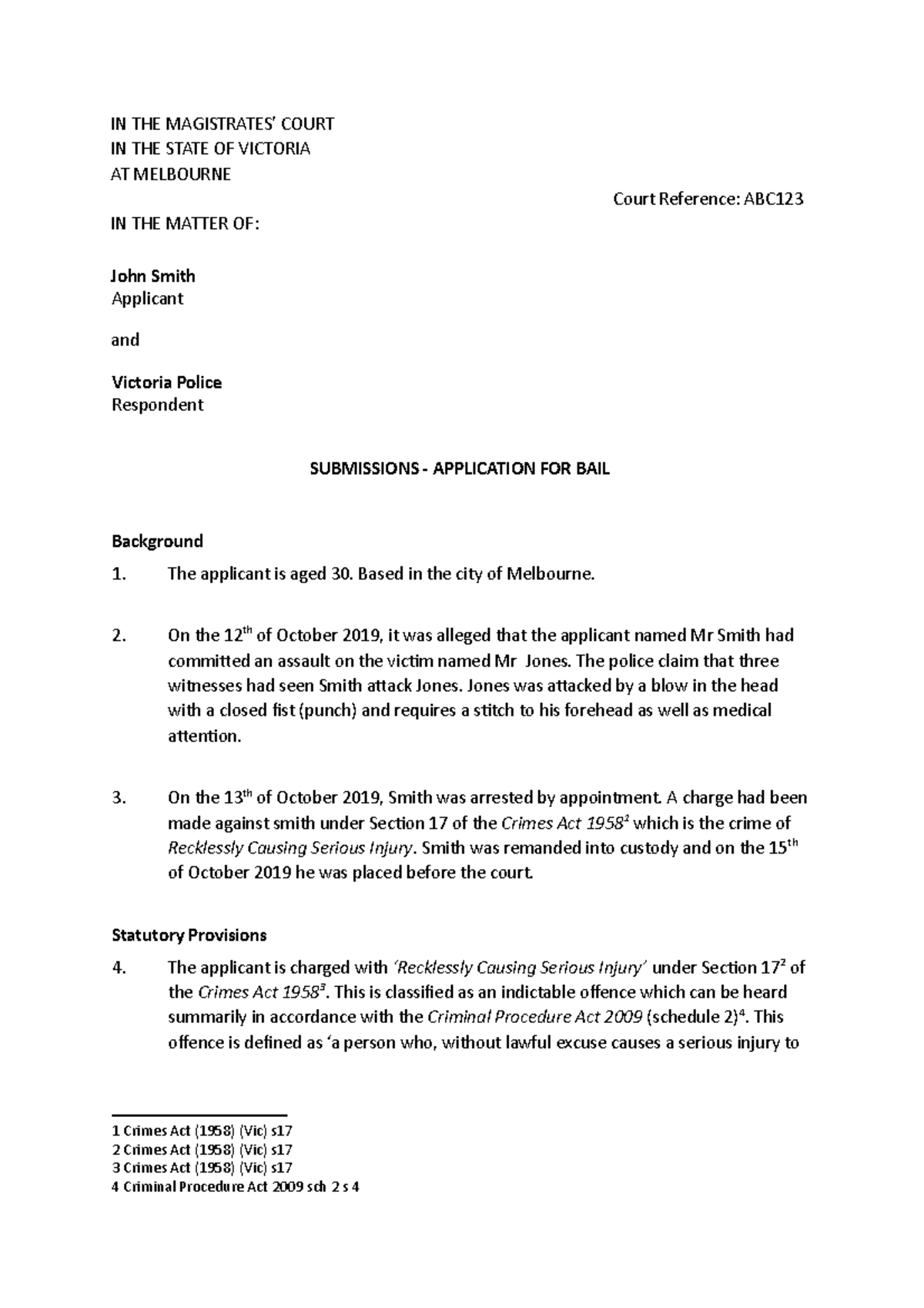 Bail application-CISP - IN THE MAGISTRATES’ COURT IN THE STATE OF ...