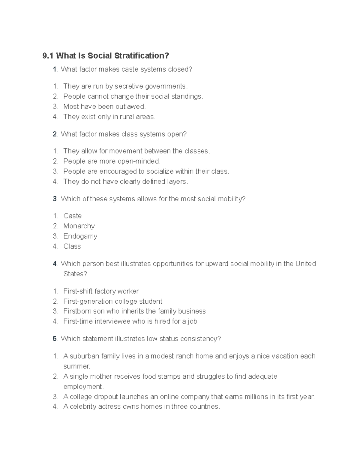 Soc 1 Chapters 9-10 Study Guide (No Answers) - 9 What Is Social ...