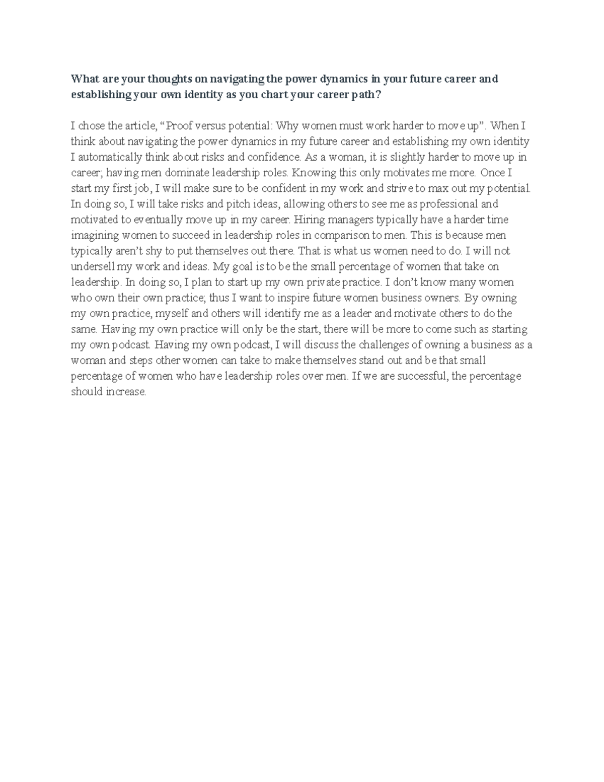 Power, Identity, and Diversity in Professions-3 - What are your ...