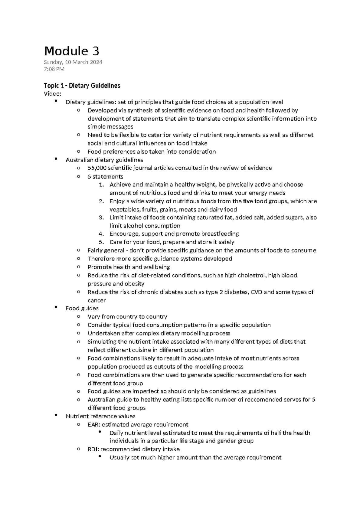 Module 3 notes taken - Module 3 Sunday, 10 March 2024 7:08 PM Topic 1 ...