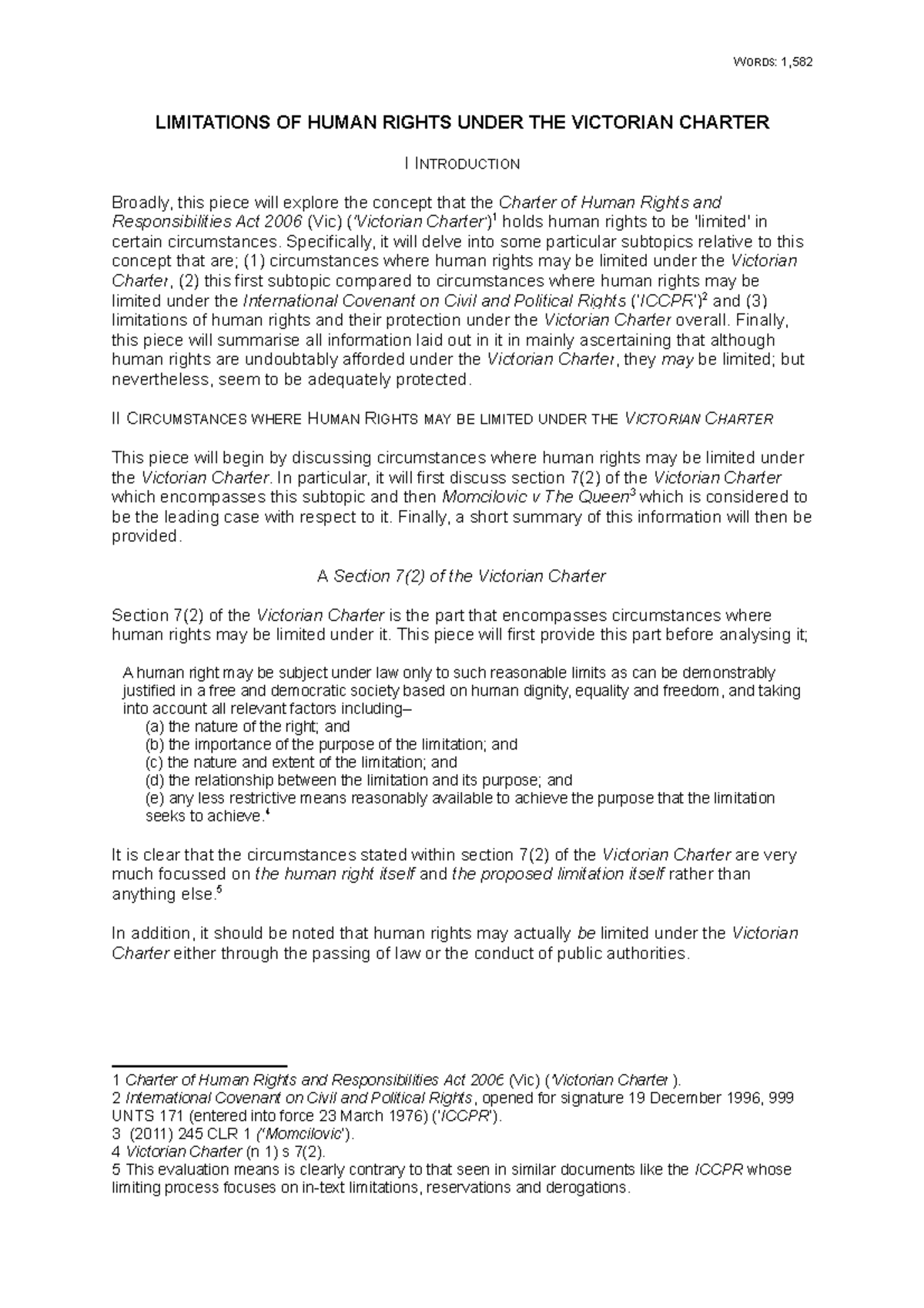 Human Rights Law Research Assignment (Assessment 2) June 2020 ...