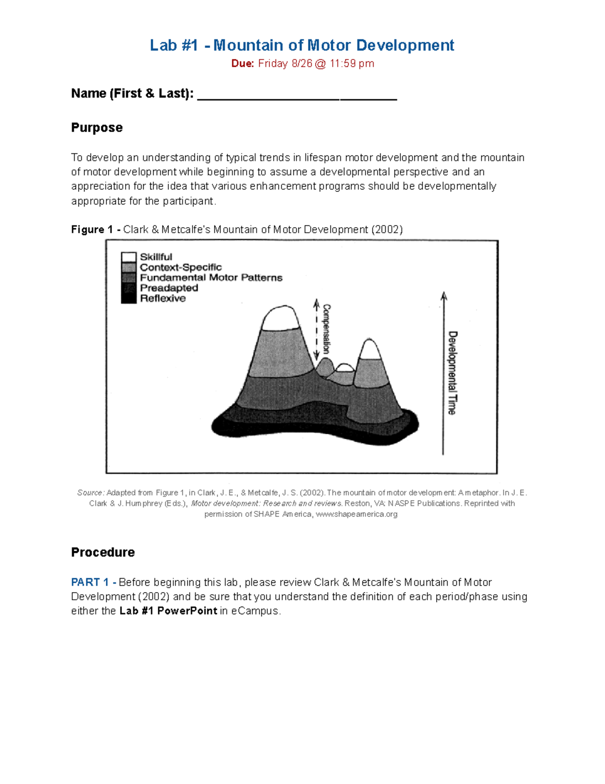 PET 175 - Lab #1 - Lab #1 - Mountain of Motor Development Due: Friday 8 ...