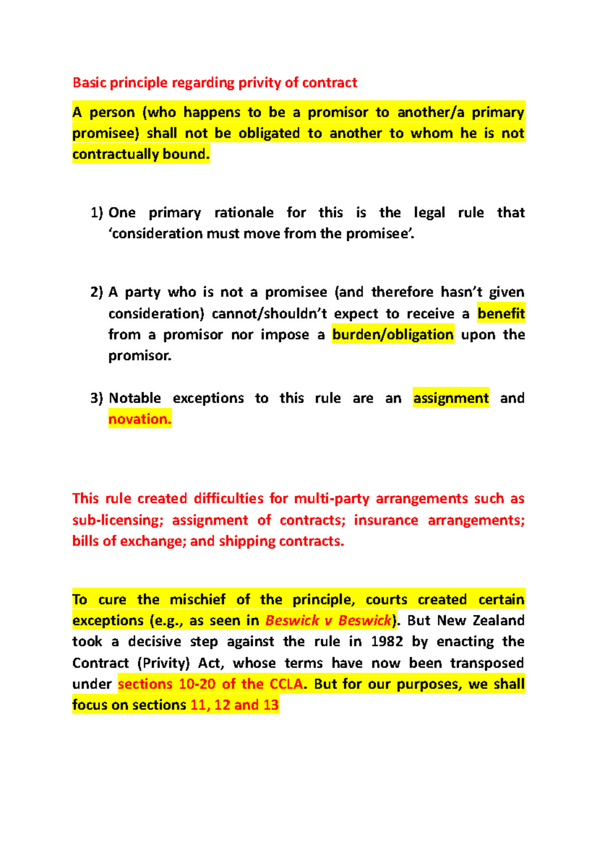 Notes on Privity - Basic principle regarding privity of contract A ...