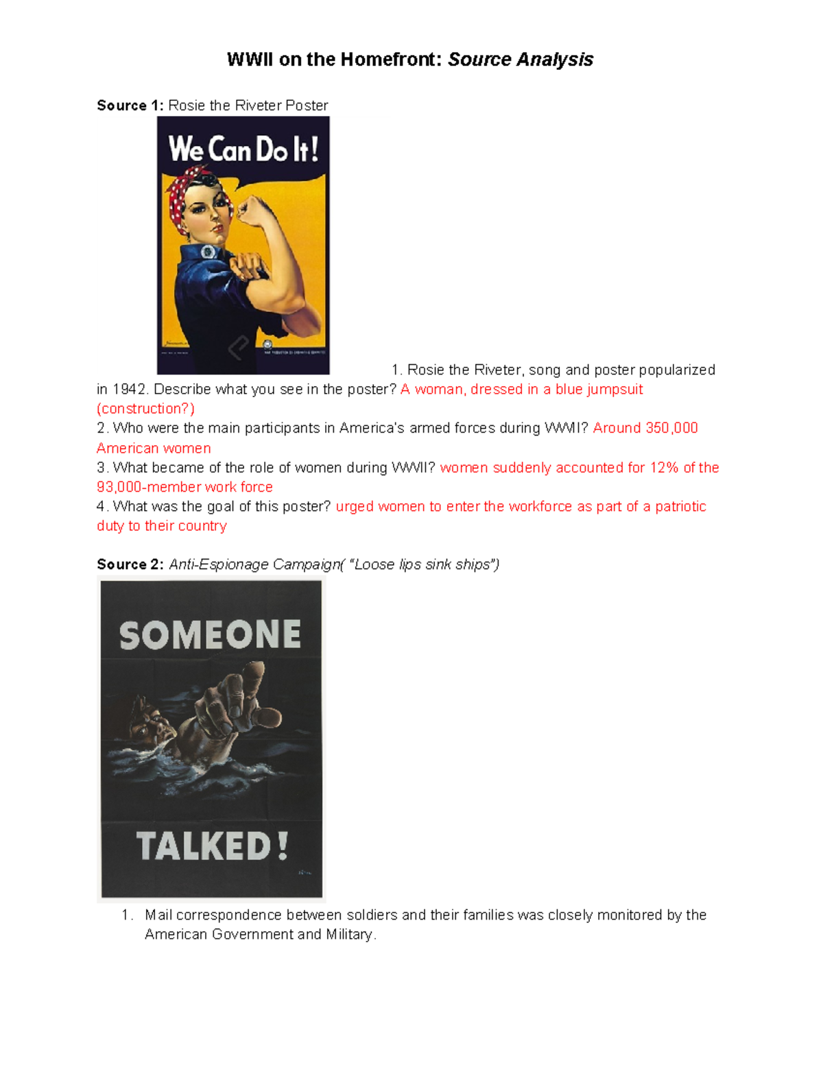Copy of WWII on the Homefront Source Analysis - WWII on the Homefront ...