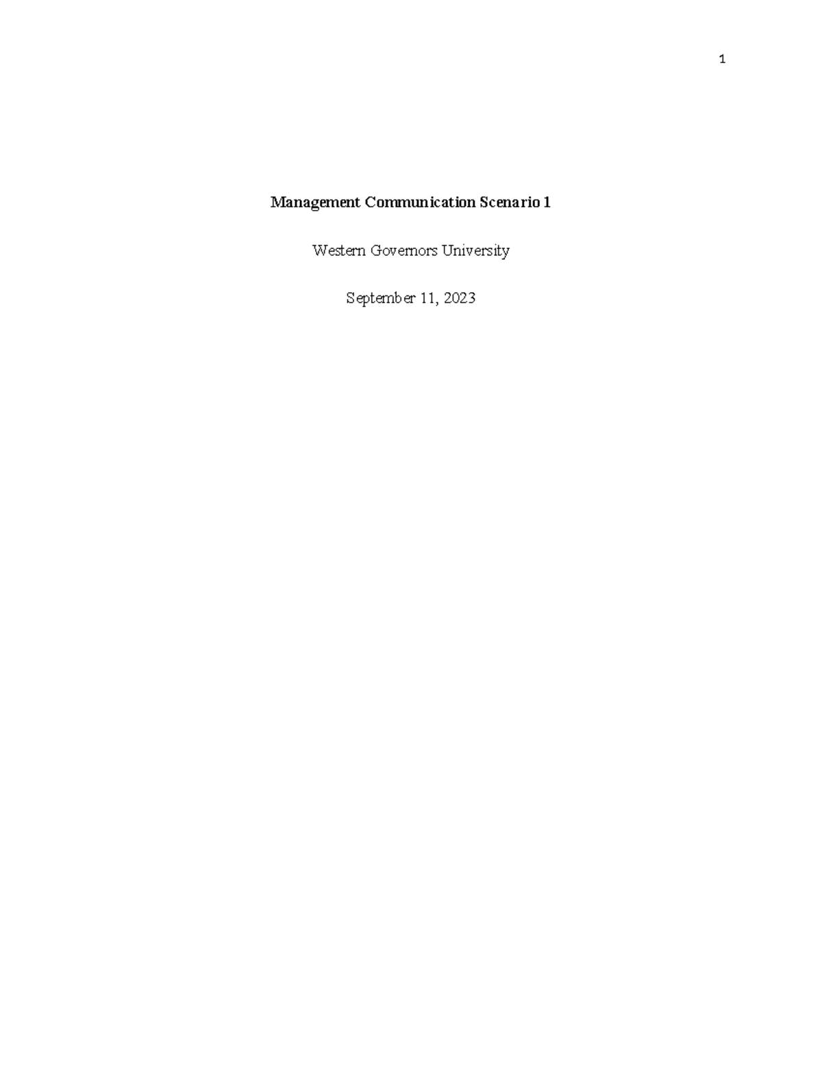 WGU Management Communication Scenario 1 - Management Communication ...