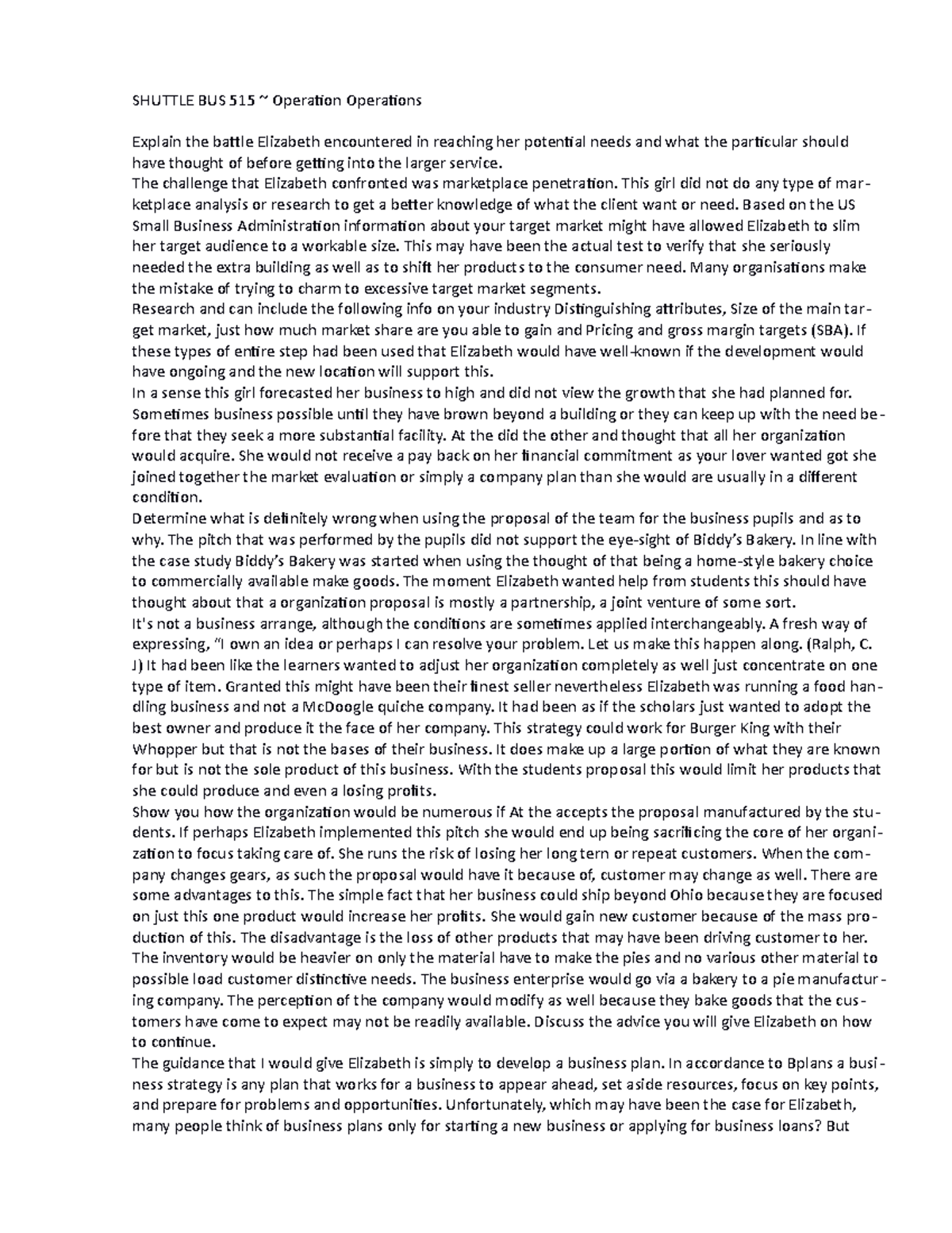 BUS 515 – Operation Management 1 - SHUTTLE BUS 515 ~ Operation ...