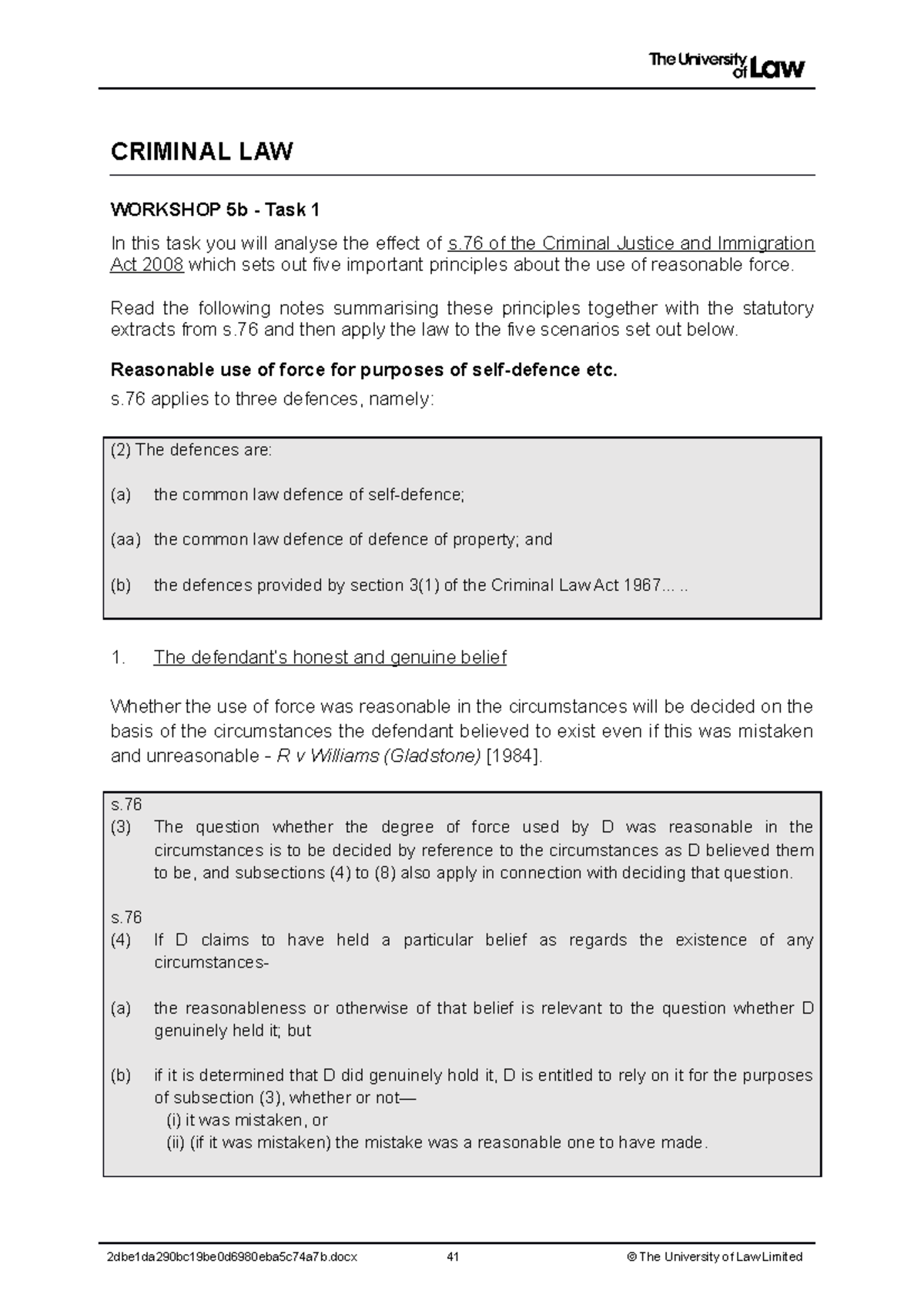 2223 crim u05b ce01 workshop task 01 - CRIMINAL LAW WORKSHOP 5b - Task ...