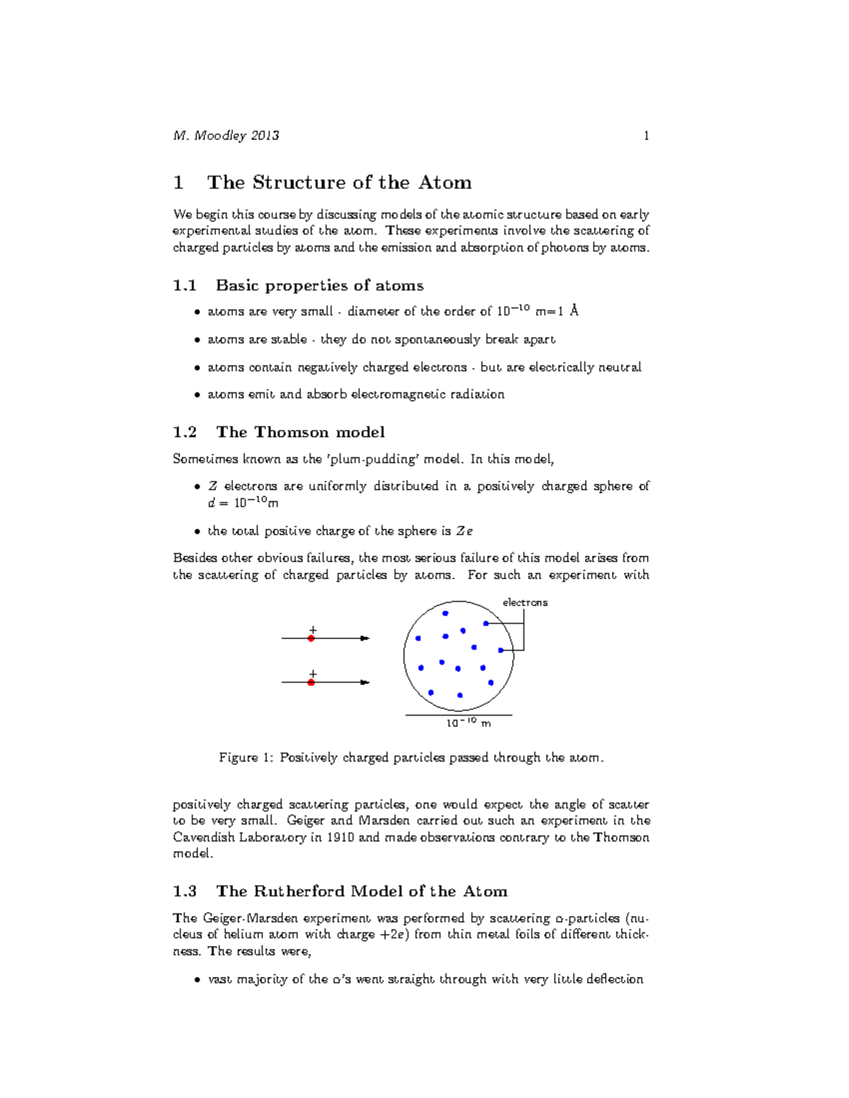 Chapter 1 Nuclear Physics - M. Moodley 2013 1 1 The Structure of the Atom We begin this course ...