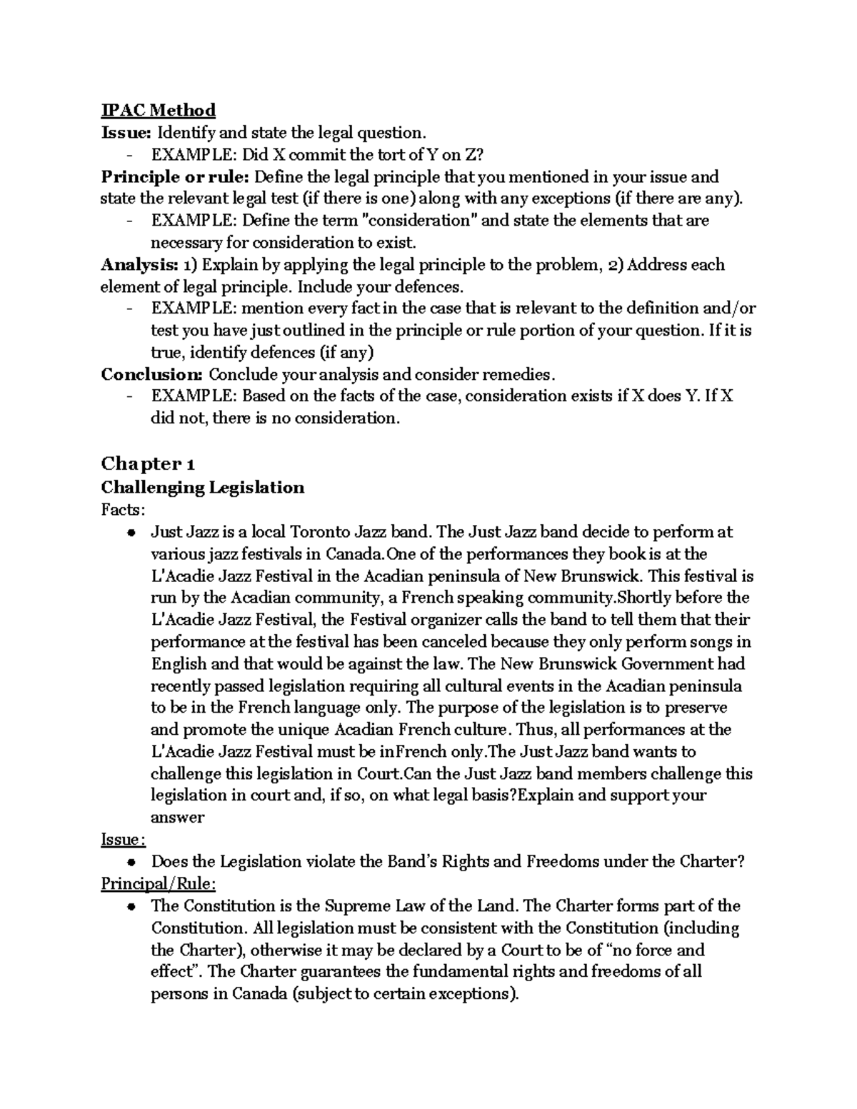 LAW122 - Case Studies - IPAC Method Issue: Identify and state the legal ...