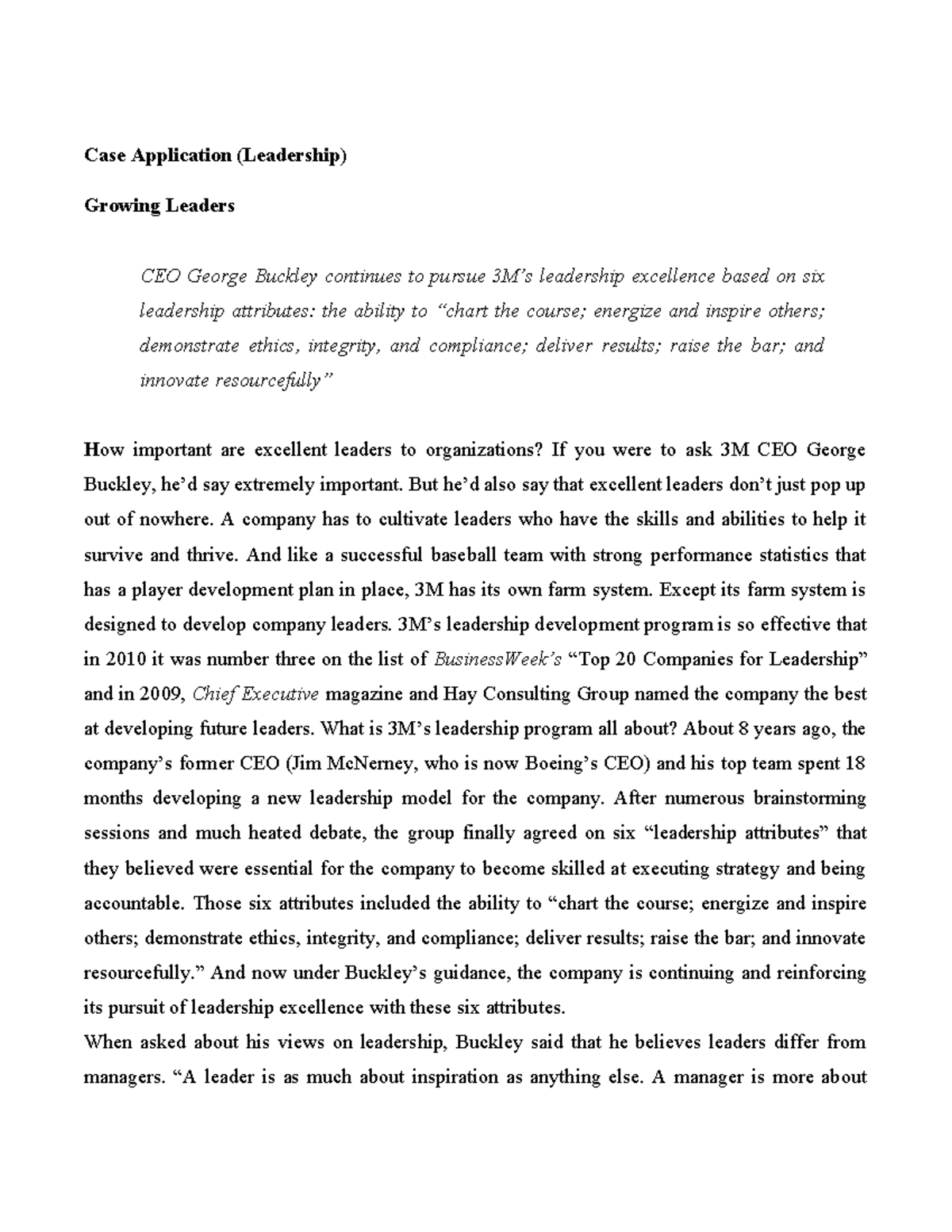 Case Chapter-2-Leadership - Case Application (Leadership) Growing ...