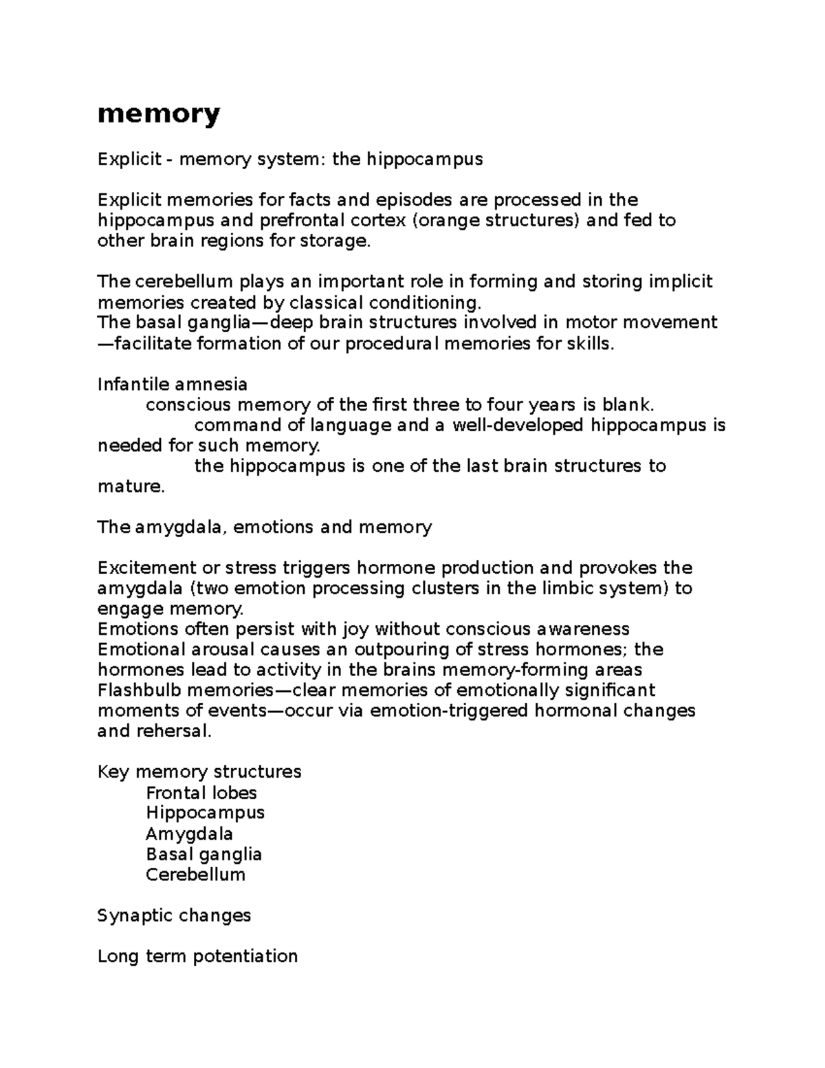 Memory 2 - John Pinner - memory Explicit - memory system: the hippocampus Explicit memories for ...