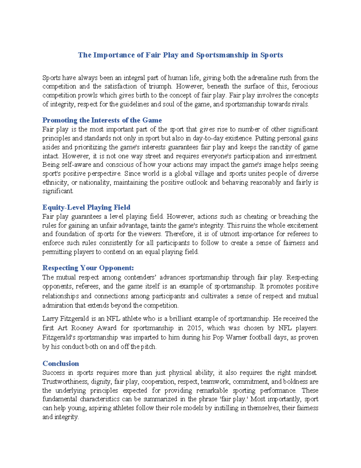 The Importance of Fair Play and Sportsmanship in Sports - However ...