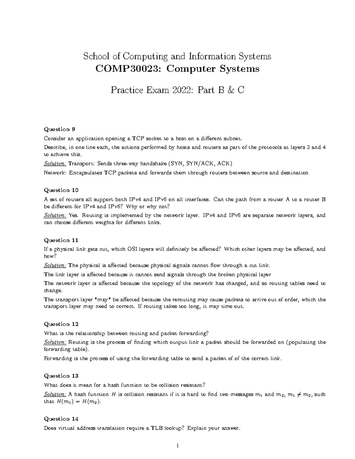 Practice exam 2022 solutions - School of Computing and Information ...