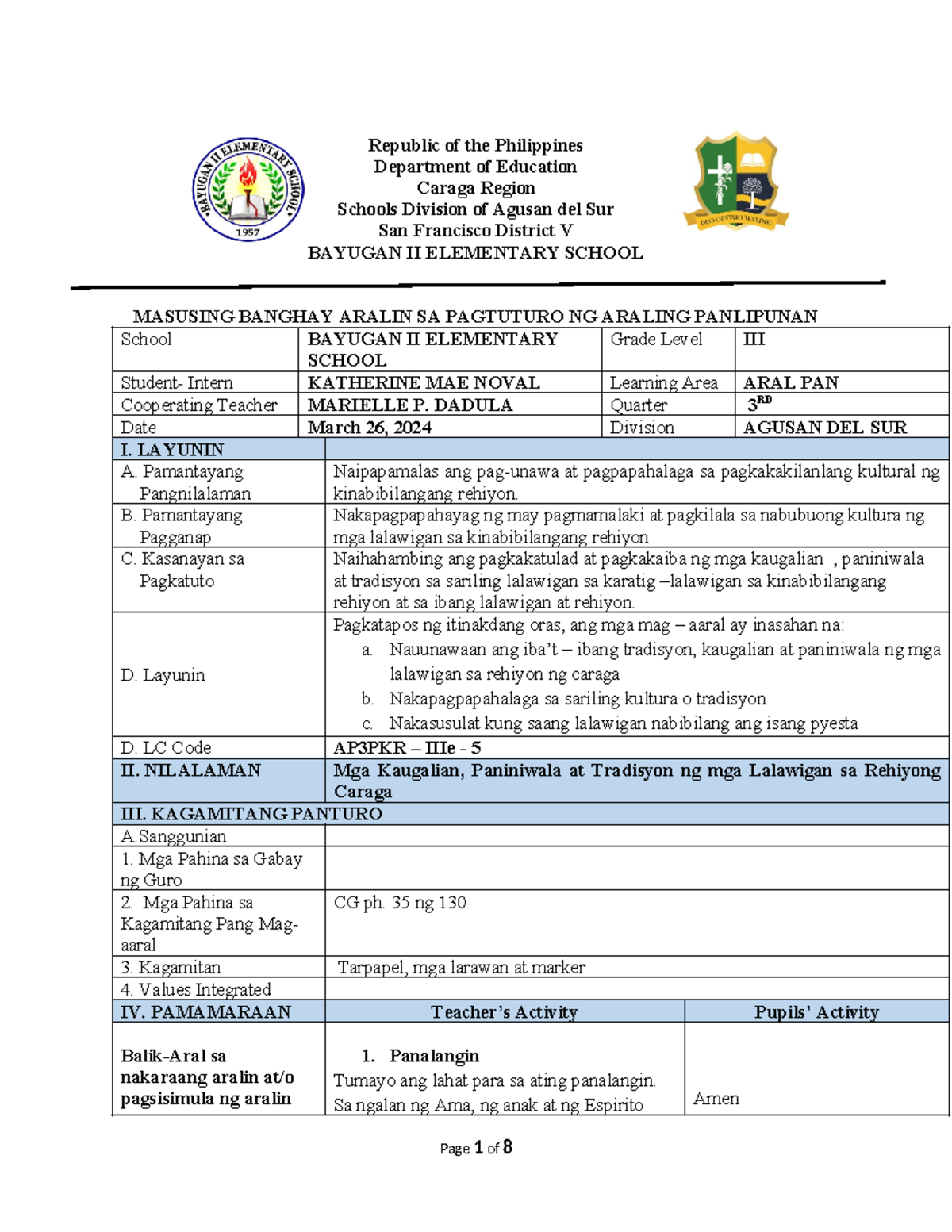 ARAL PAN 3 Rehiyon NG Caraga - Republic of the Philippines Department ...