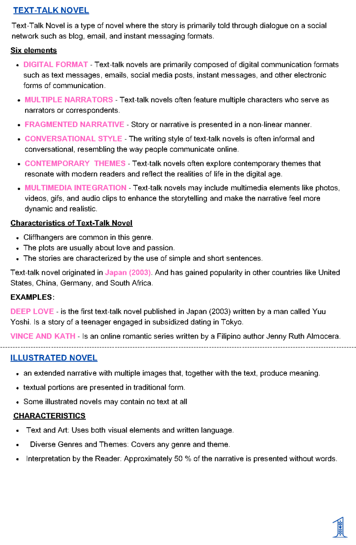 Emergent-Lit-1 - TEXT-TALK NOVEL Text-Talk Novel is a type of novel ...