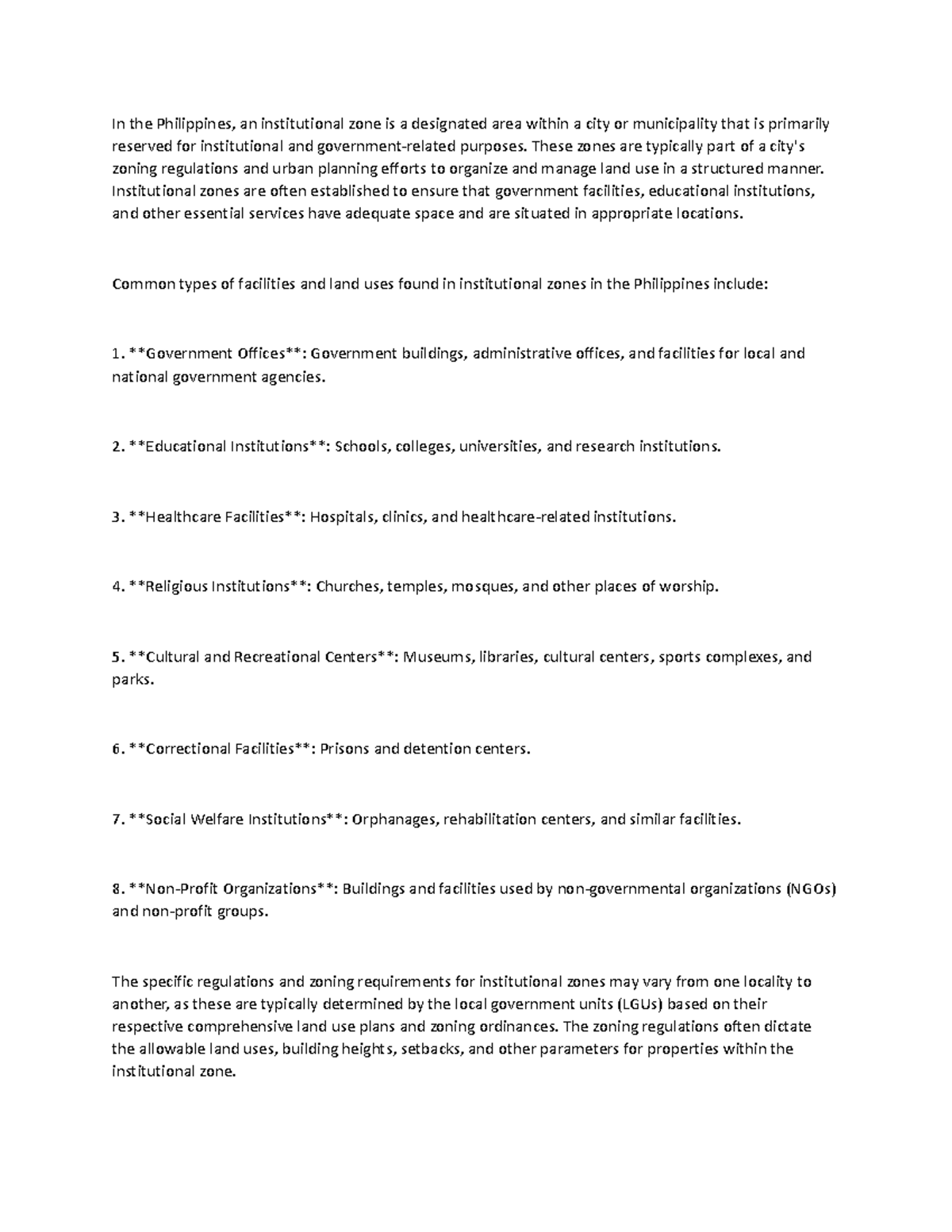 Institutional-zone - helpful - In the Philippines, an institutional ...