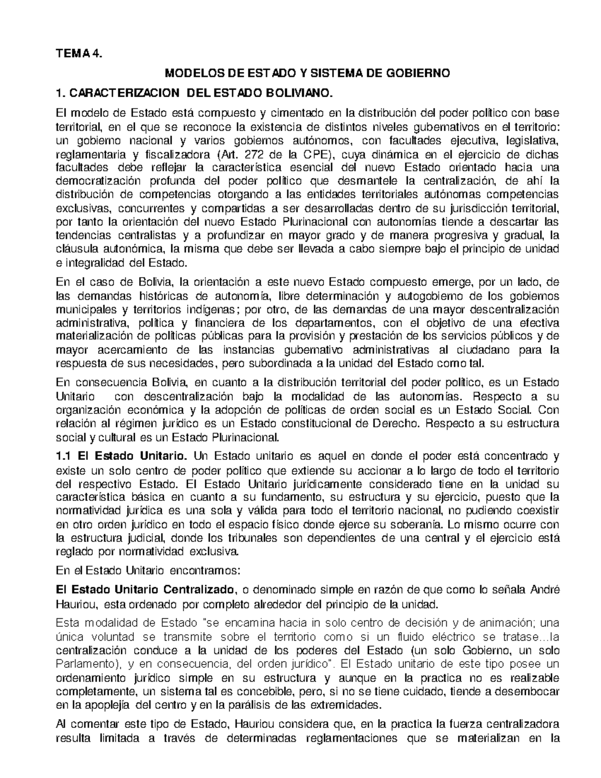 TEMA 4. Modelos DE Estado Y Sistema DE Gobierno. Const II - TEMA 4 ...