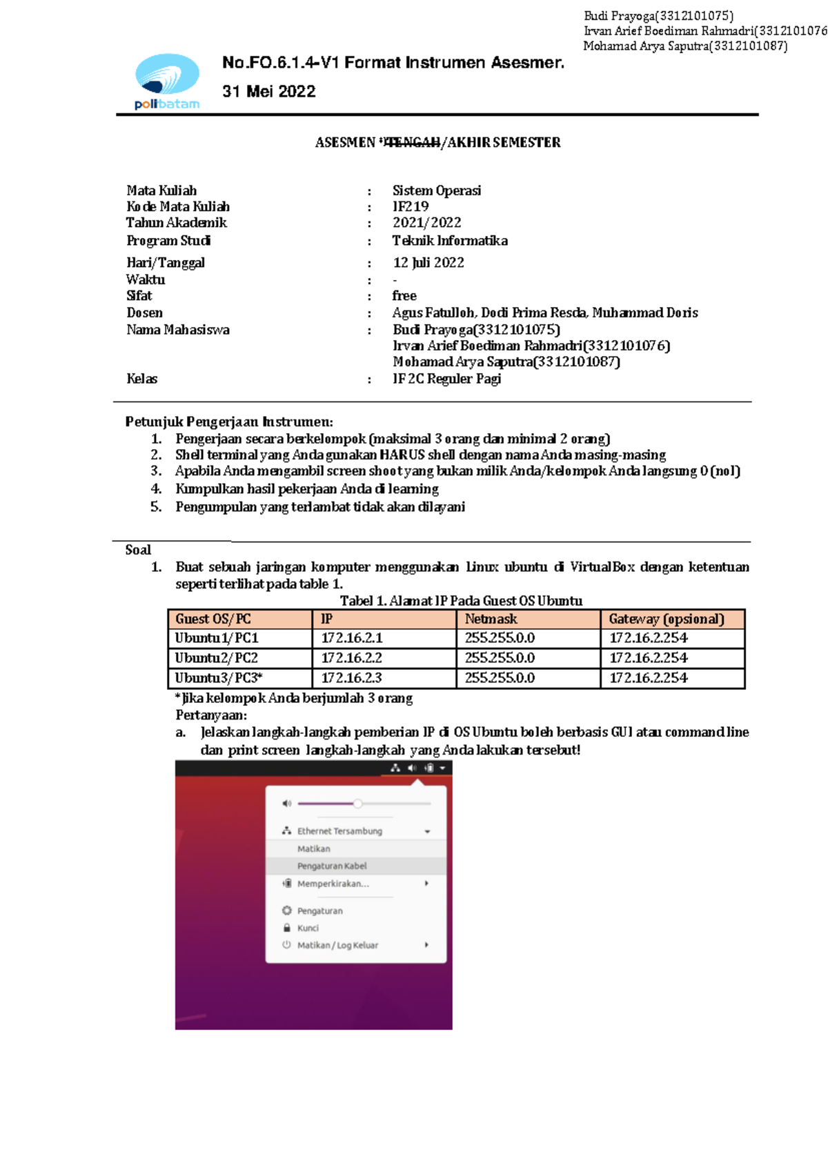 Format isntrumen asasment - No.FO.6.1-V1 Format Instrumen Asesmen 31 ...