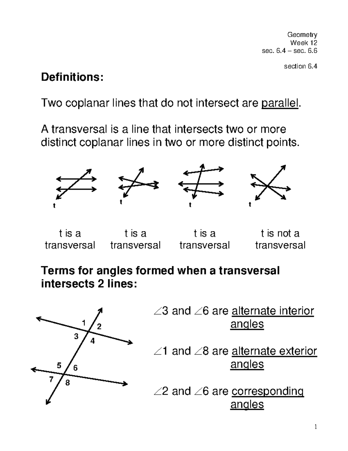Week12 - Ez lang - Geometry Week 12 sec. 6 – sec. 6. section 6 ...
