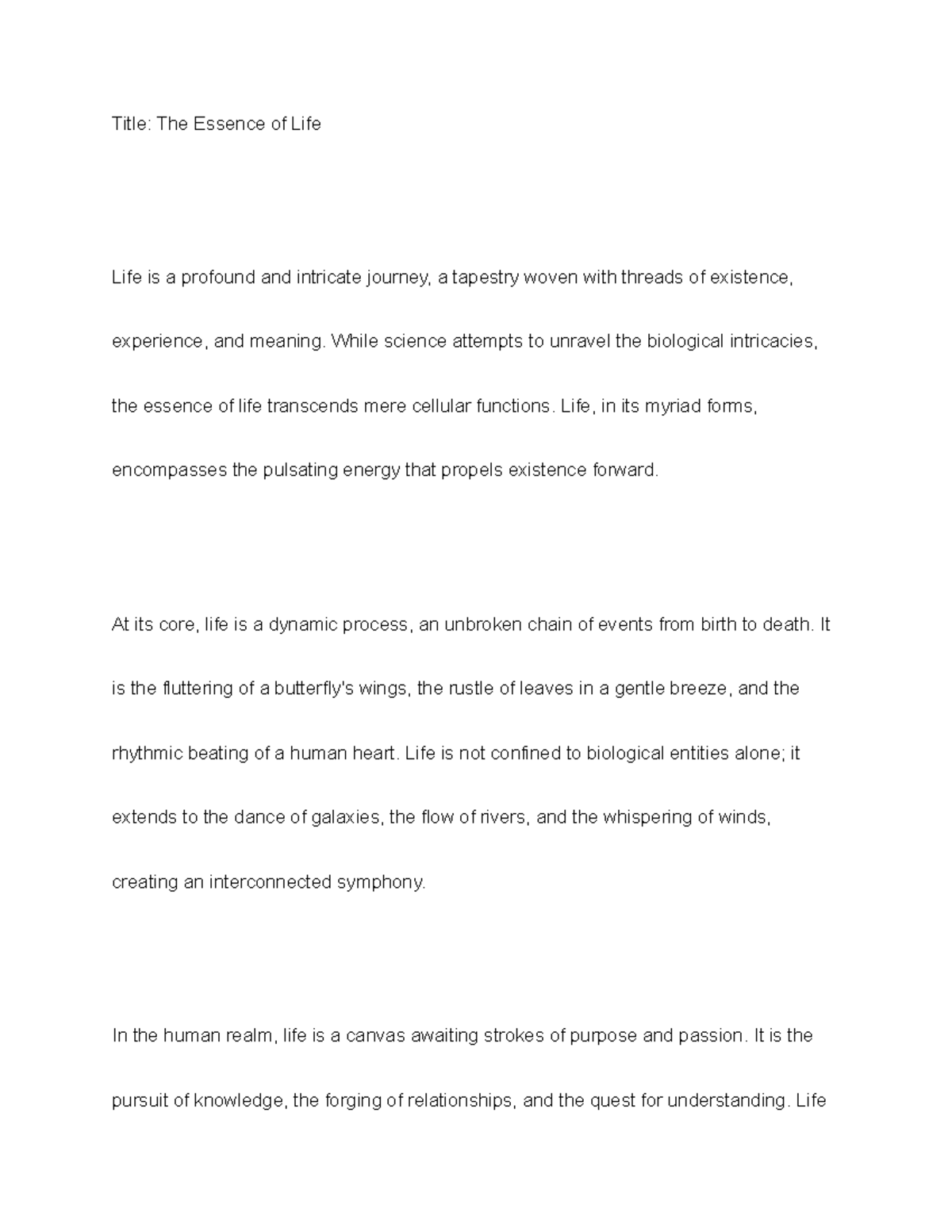 A way of life-5 - A way of life essay part that is helpful - Title: The ...