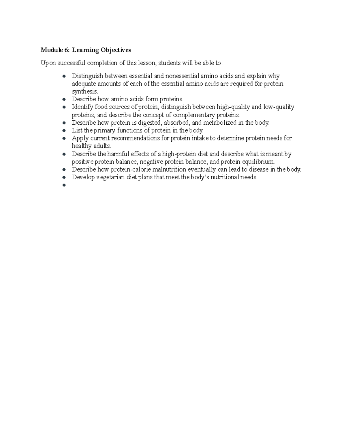 Module 6 Learning Objectives - Module 6: Learning Objectives Upon ...